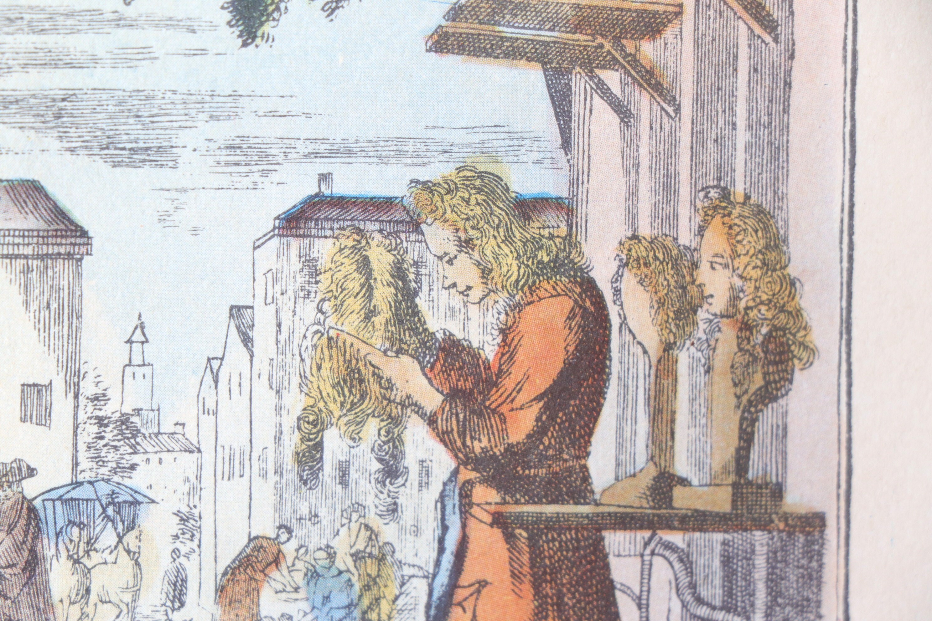 French Vintage Framed Print the Wigmaker Old Craft Colored - Etsy