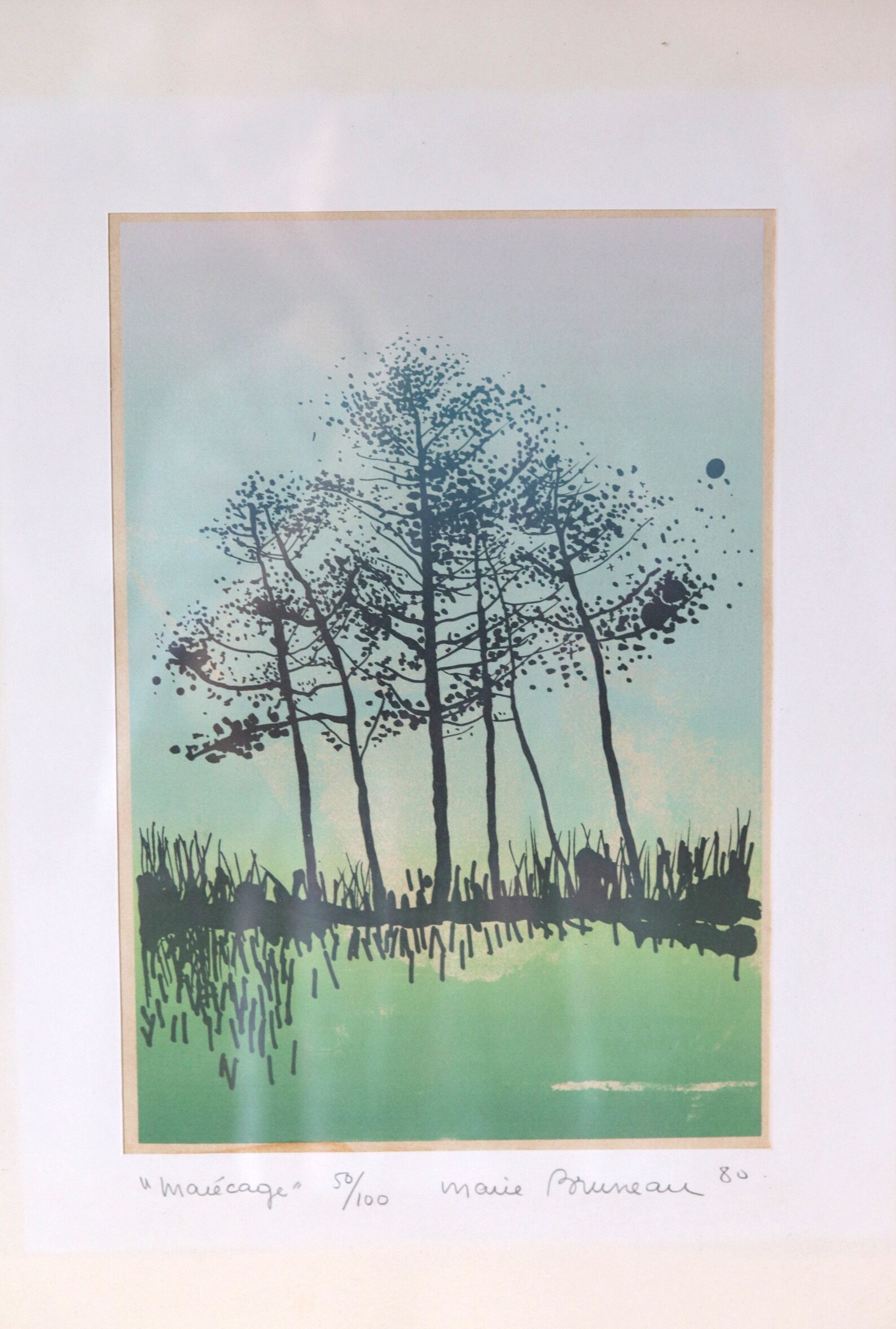 French Vintage Framed Etching Green and Black Natural Decor - Etsy