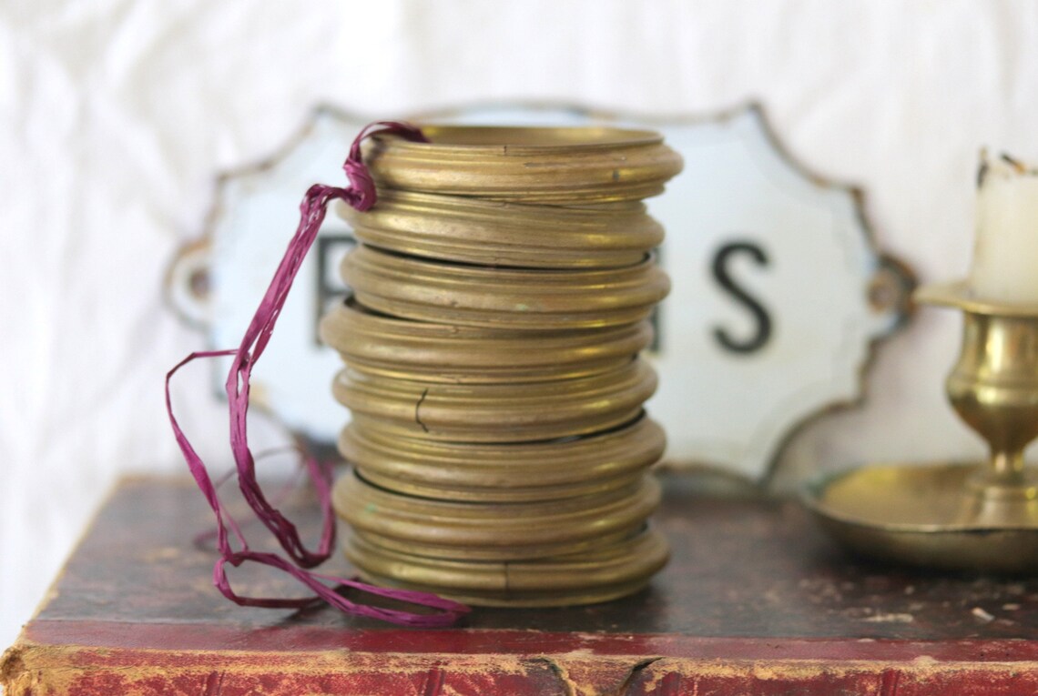 Antique French Curtain Brass Ring Set of 8 1900s Window | Etsy