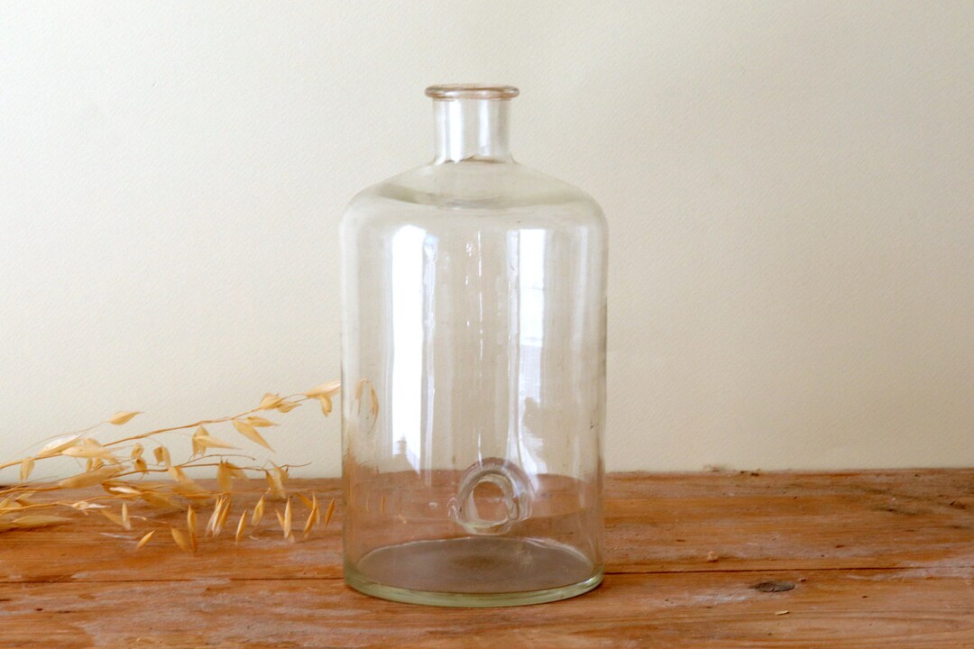 French Vintage Laboratory Bottle, 1930s Blown Glass Chemistry Jar ...