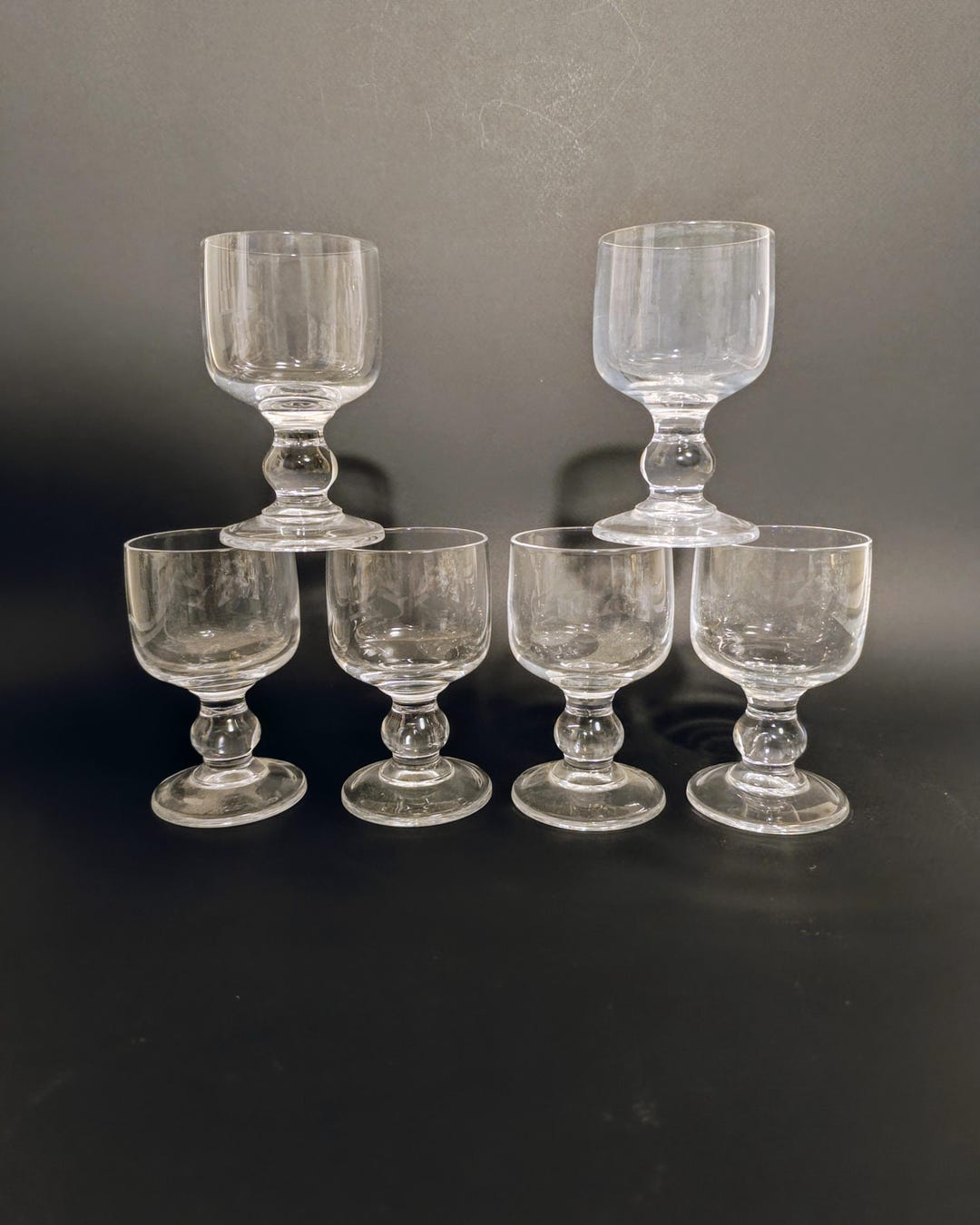 6 French Vintage Stem Crystal Glasses, LA ROCHERE Style 1930s Wine ...