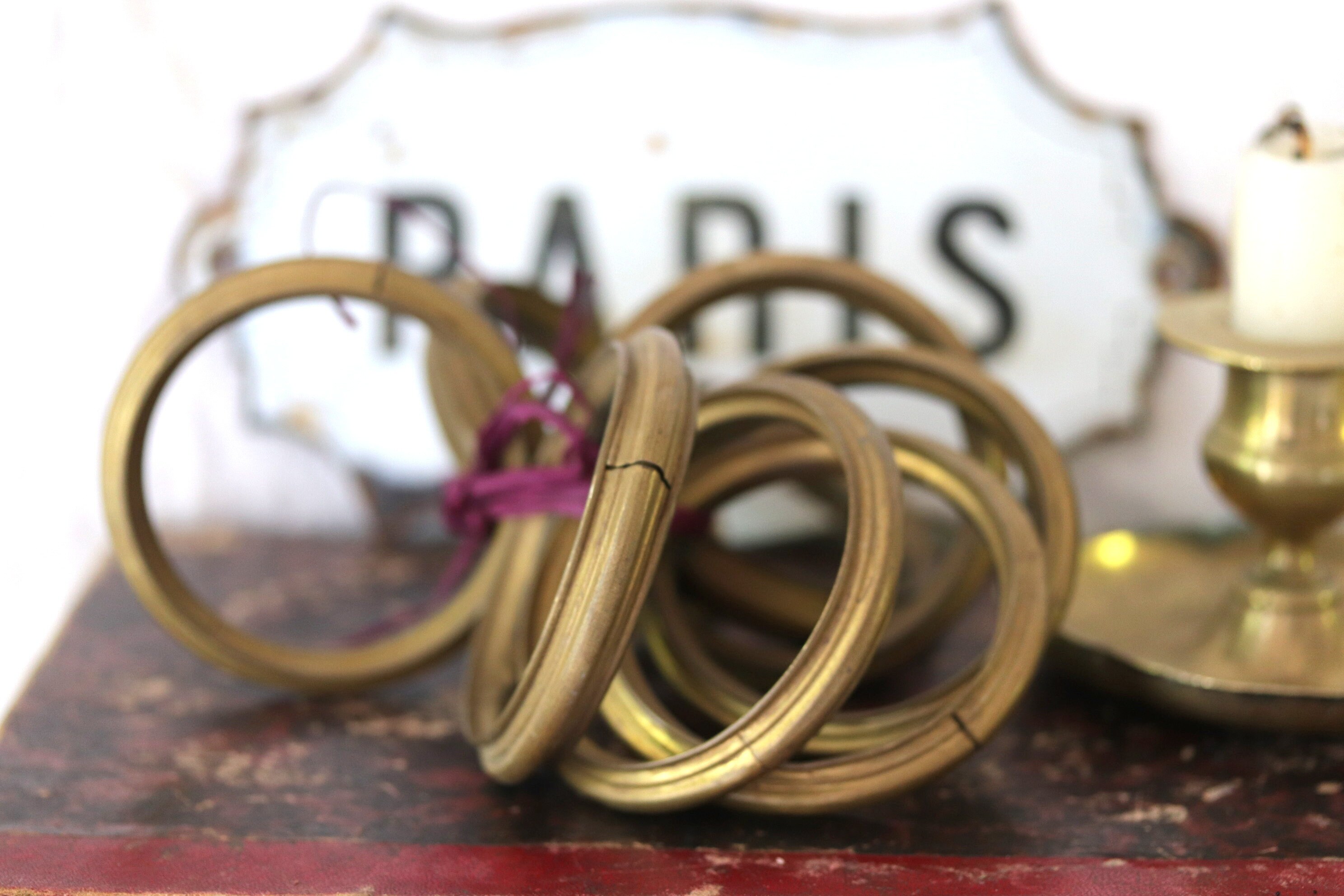 Antique French Curtain Brass Ring Set of 8 1900s Window | Etsy