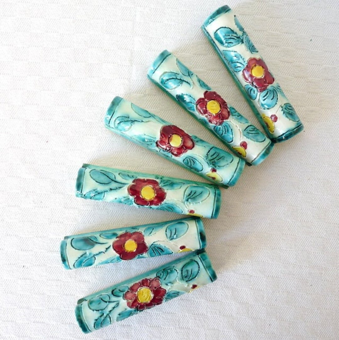 Vintage Monaco Ceramic Knife Rests, 1970s Handpainted Knife Holders ...