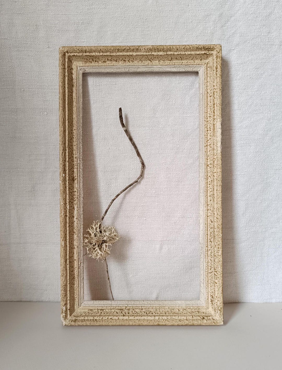 French Vintage Wooden Frame, Rectangular White and Gilded Gesso Decor ...