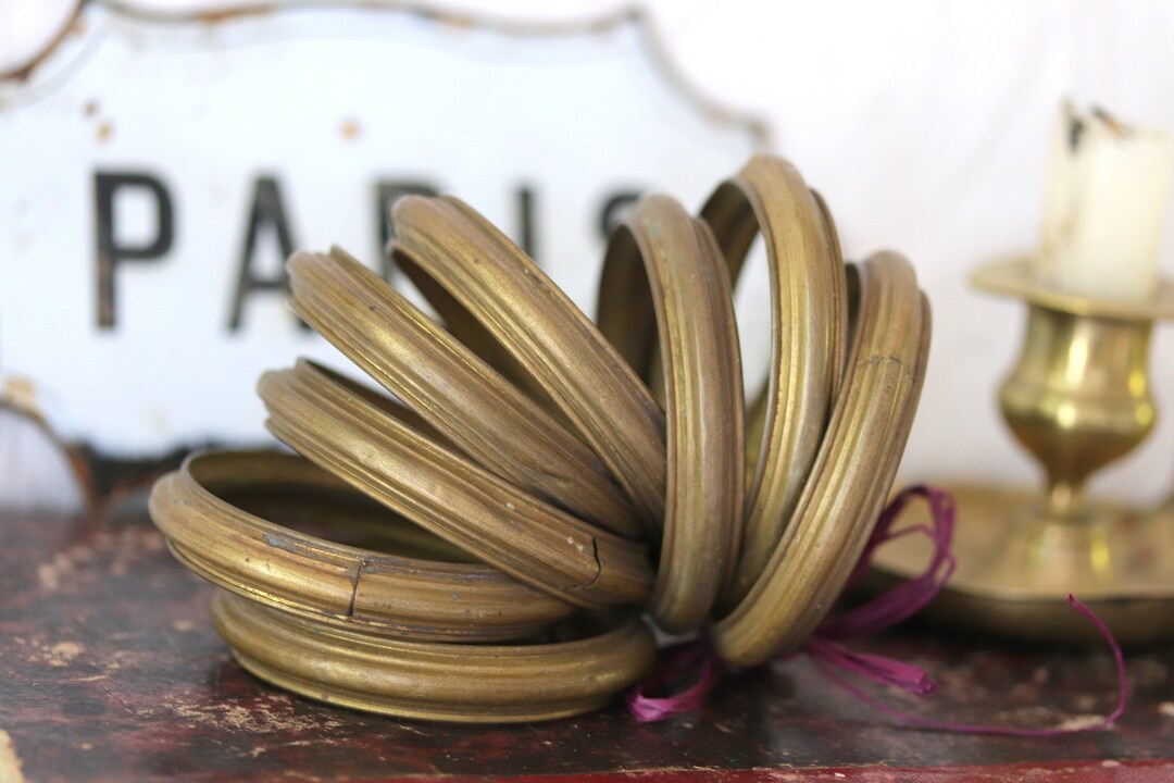 Antique French Curtain Brass Ring Set of 8, 1900s Window Treatement ...
