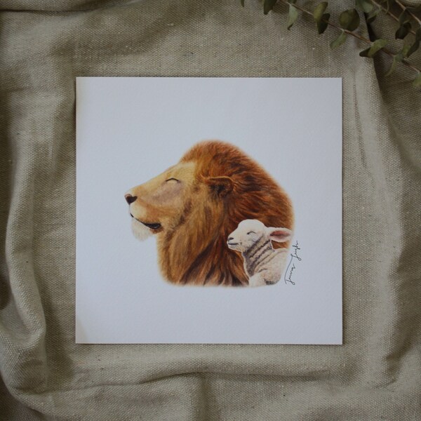 Lion and Lamb Print - Etsy