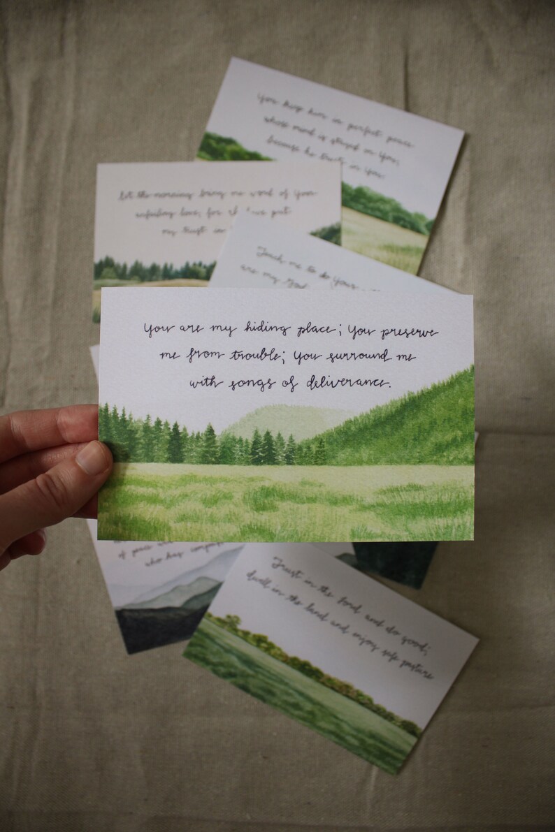 Watercolor Landscape Scripture Cards - Etsy