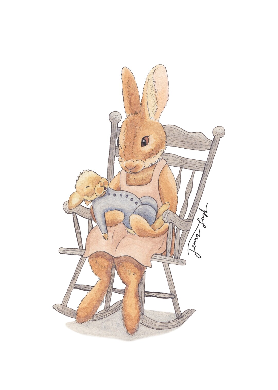Rockabye Bunny, 5x7 Nursery Art Print - Etsy