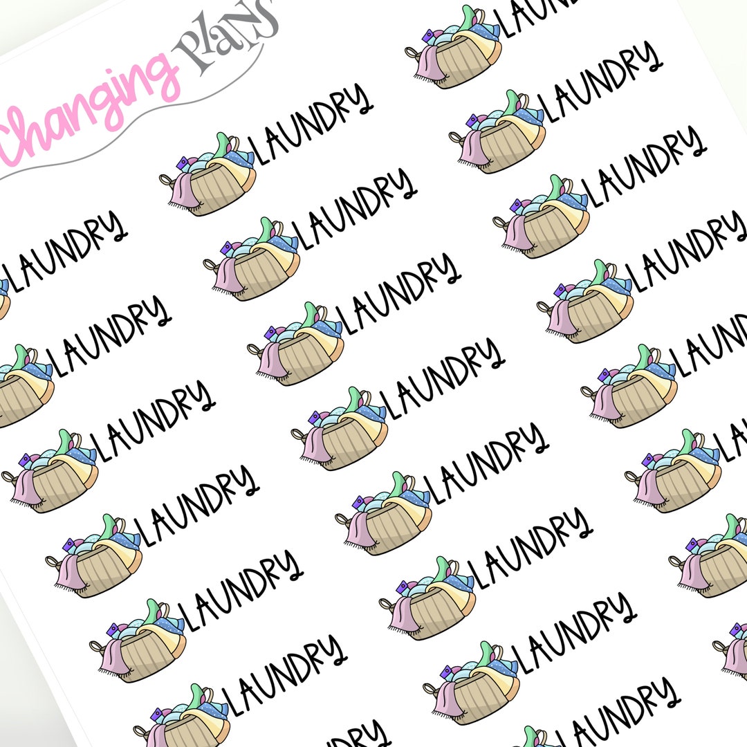 Laundry Icon Word Text Script Stickers - Typography Stickers - Header ...