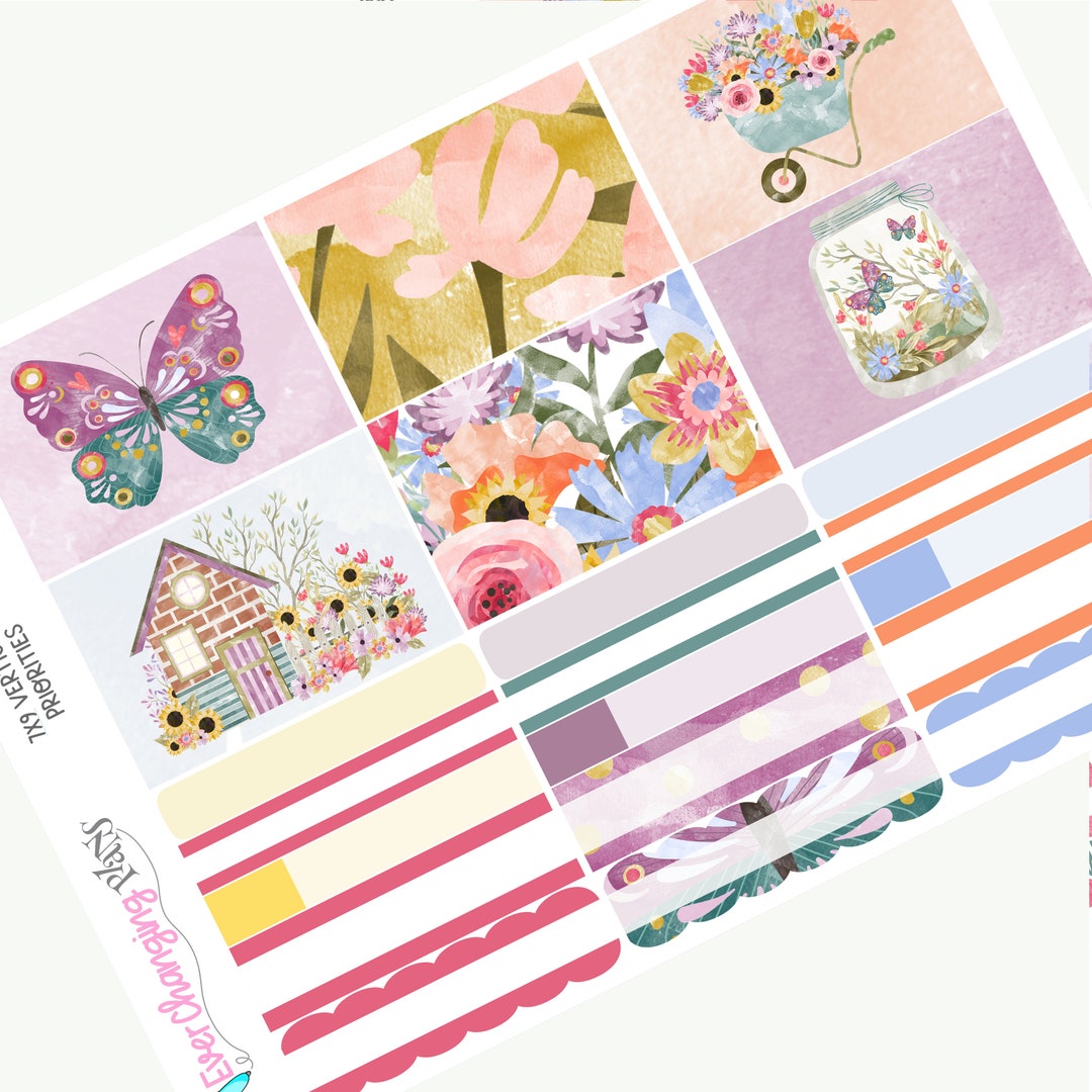 Flora Vertical Priorities Plum Paper Kit - Spring Garden Floral Planner ...