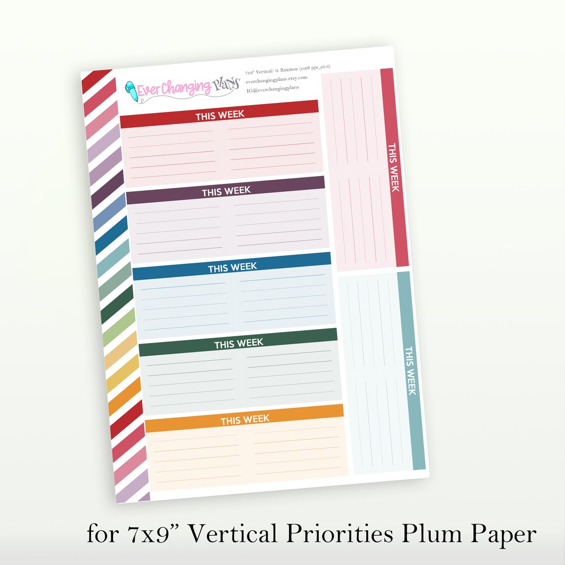 This Week Box Planner Stickers for Vertical Priorities Plum | Etsy