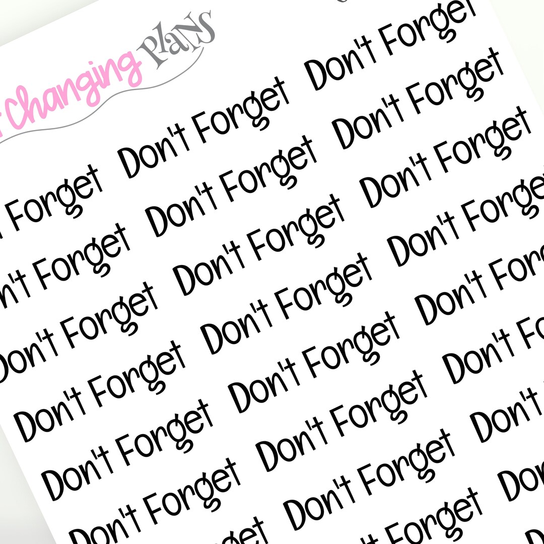 Don't Forget Word Text Script Stickers - Typography Stickers - Header ...