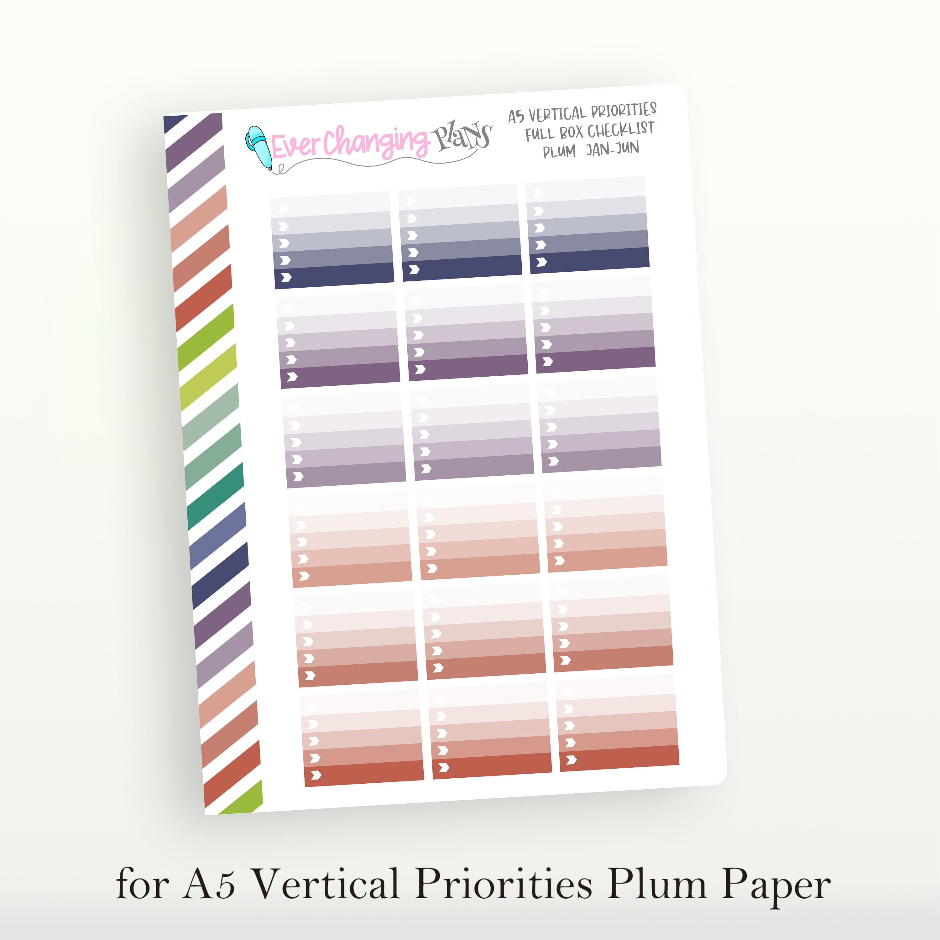 Full Box Checklist VERTICAL PRIORITIES for Plum Paper Planners - Etsy
