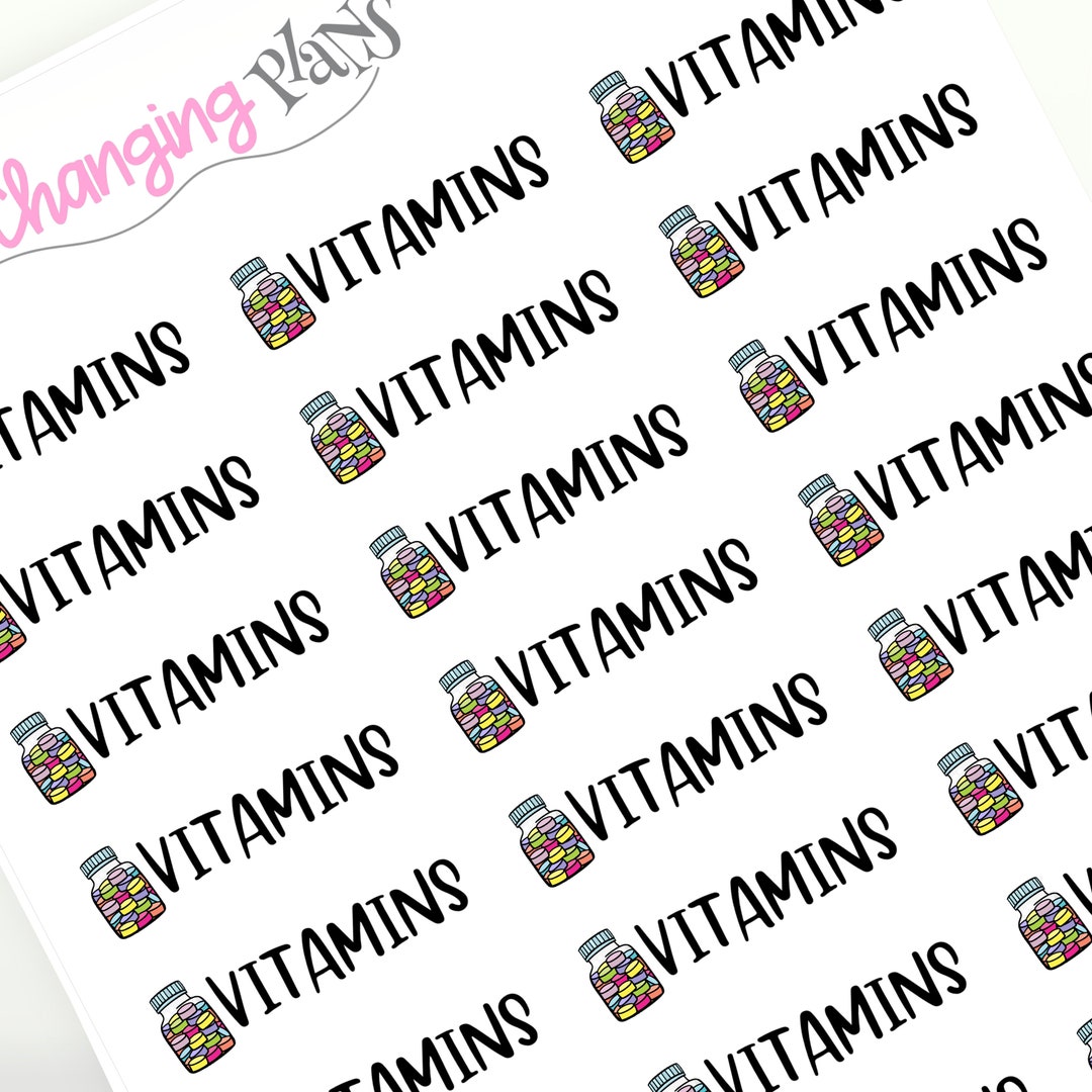 Vitamins Icon Word Text Script Stickers - Typography Stickers - Header ...