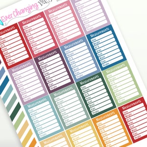 Body Measurement Sidebar Stickers for Plum Paper Planners - Weight ...