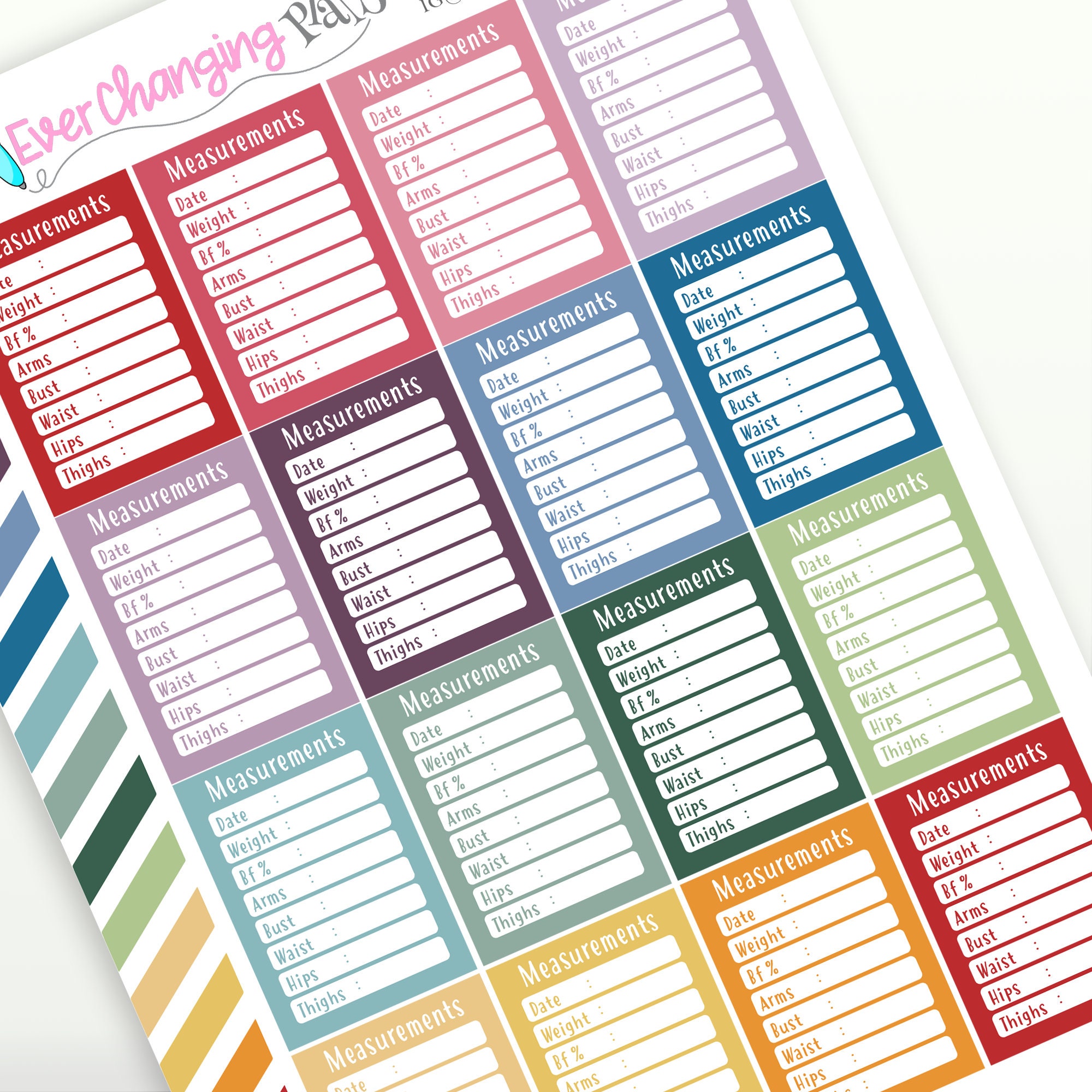 Body Measurement Sidebar Stickers for Plum Paper Planners - Etsy