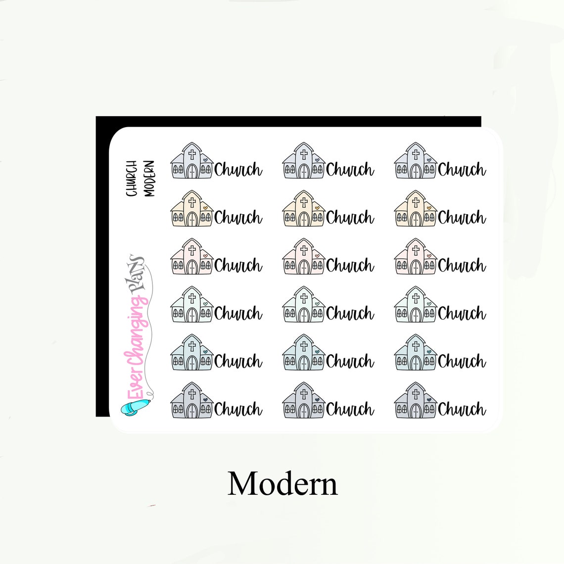 Church Text Icon Planner Stickers for Plum Paper Planner - Large - A5 ...