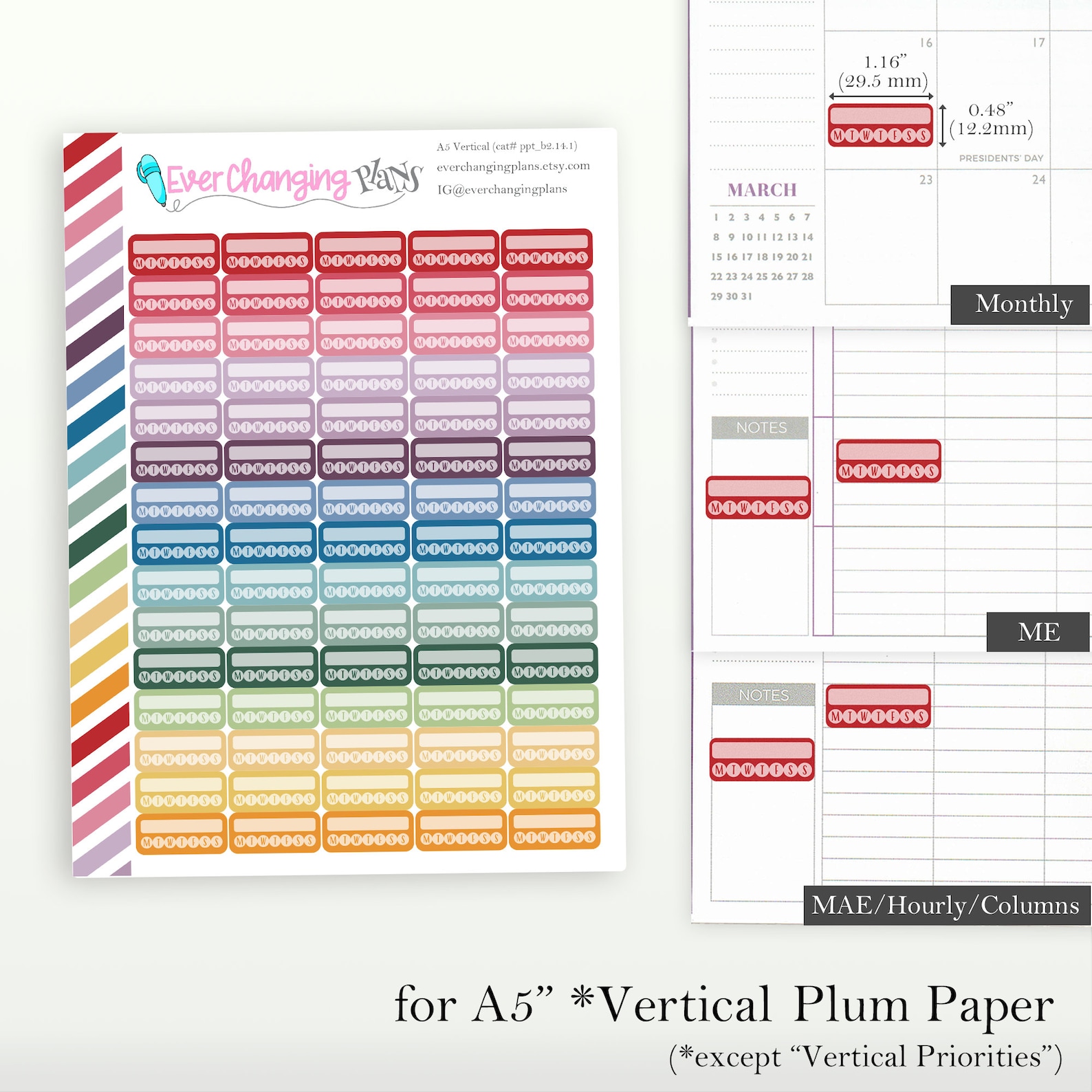 Weekly Habit Tracker Plum Paper Planner Stickers for Plum | Etsy