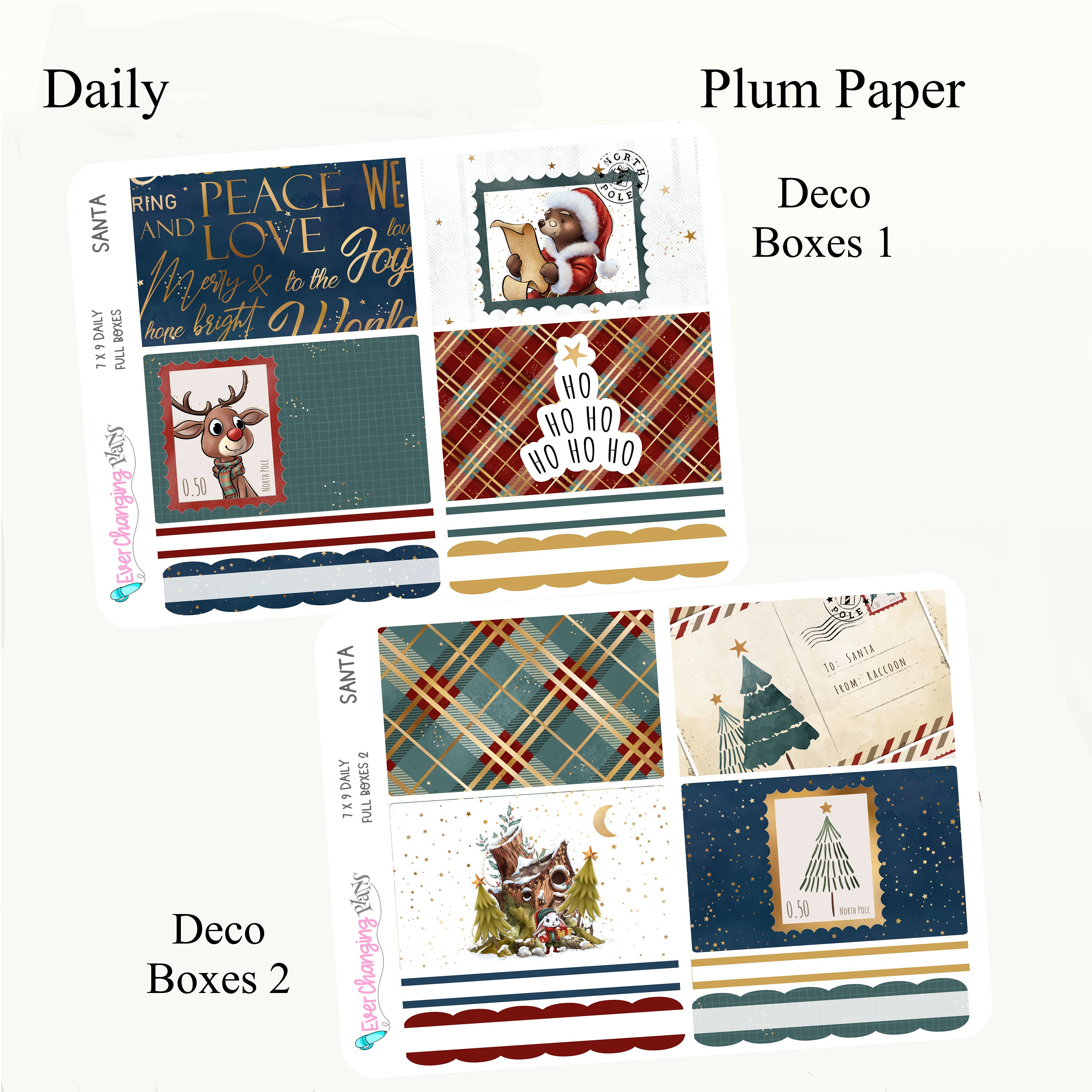 Santa Christmas Daily Plum Paper Kit - Winter Daily Weekly Planner Kit ...