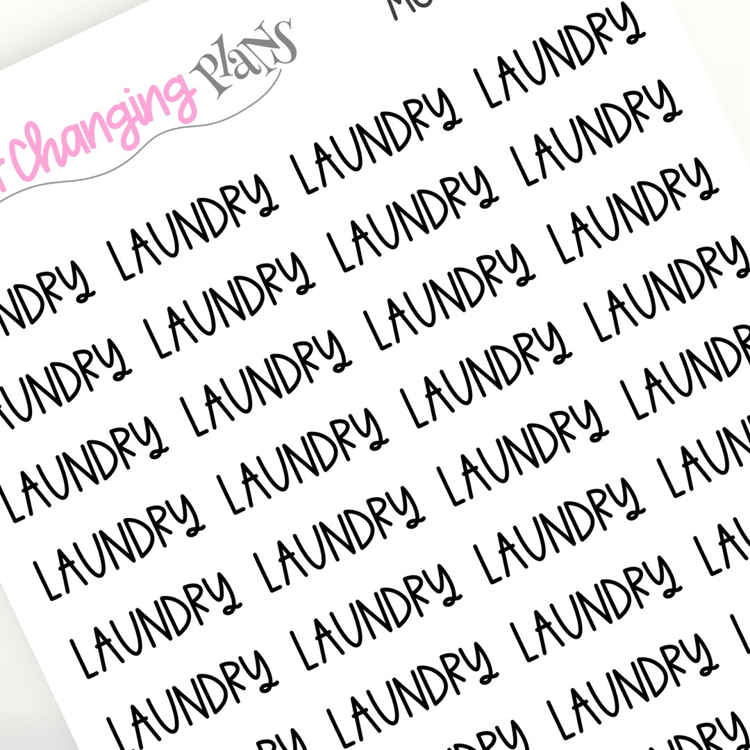 Laundry Word Text Script Stickers - Wash Clothes - Typography Stickers ...
