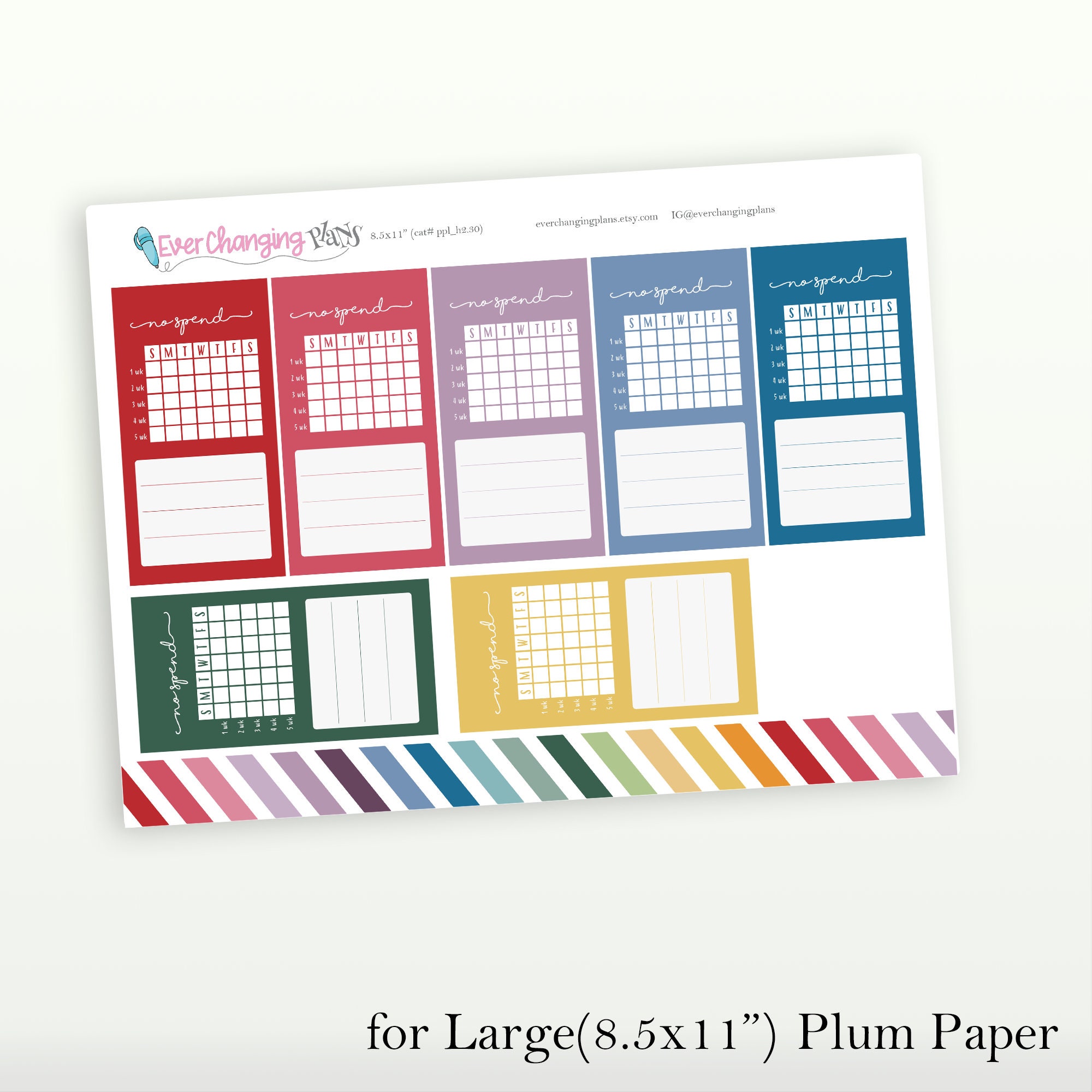 No Spend Monthly Tracking Sidebar Stickers for Plum Paper Planners ...