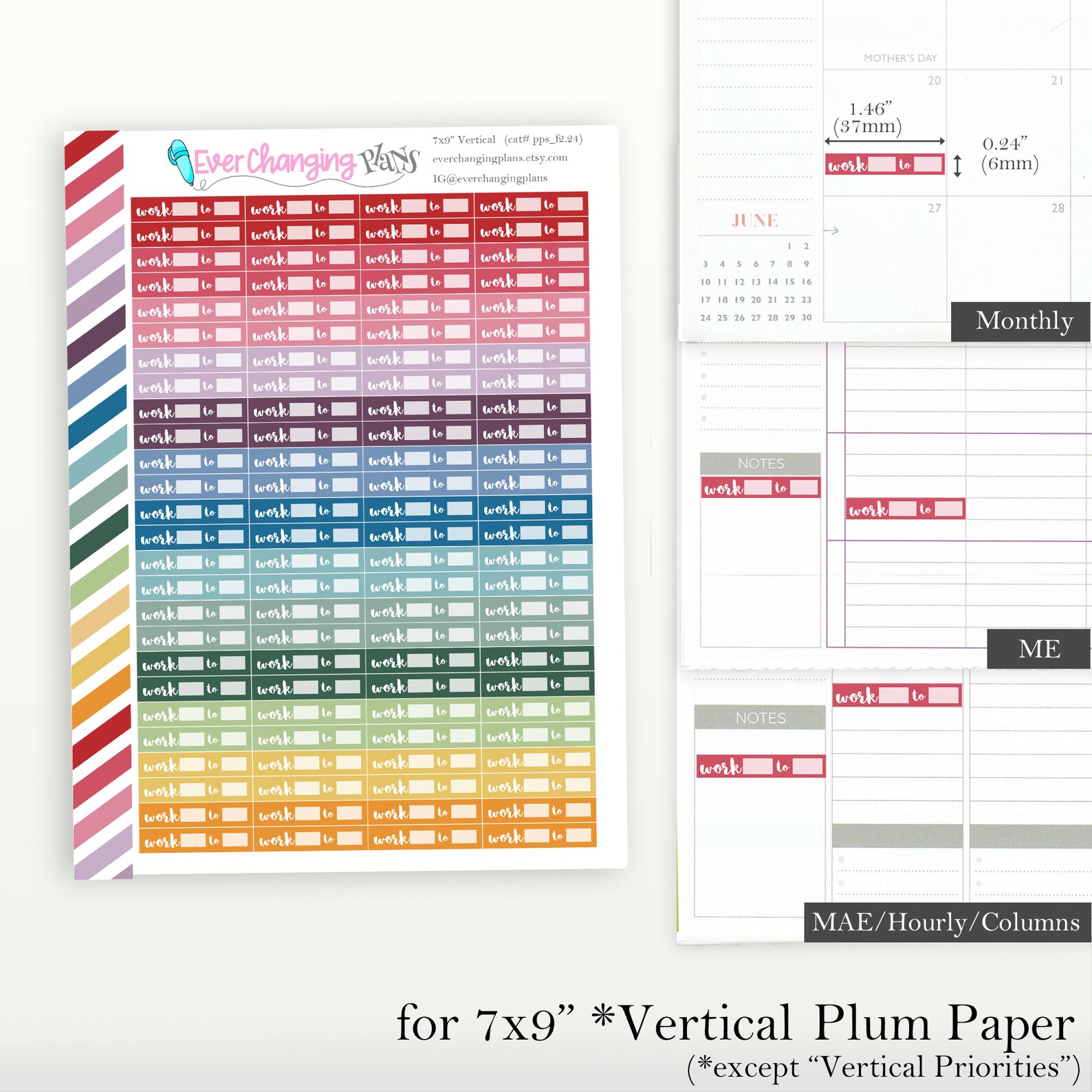 Work Schedule Planner Stickers for Plum Paper Planner - Plum Monthly ...