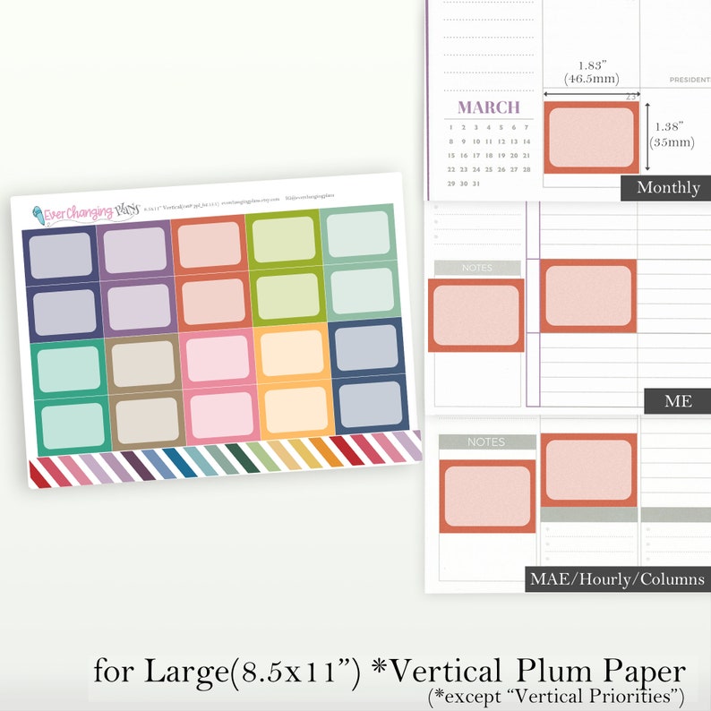 Full Box Stickers for Plum Paper Planners Weekly Spread for | Etsy