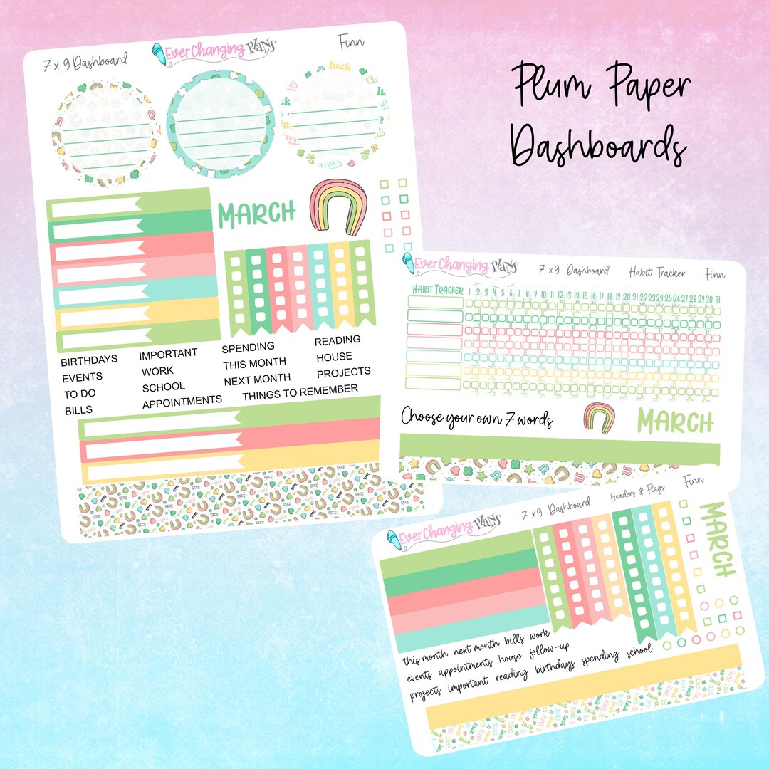 Finn Plum Paper Dashboard Stickers - St Patrick's Highlights - Clover ...