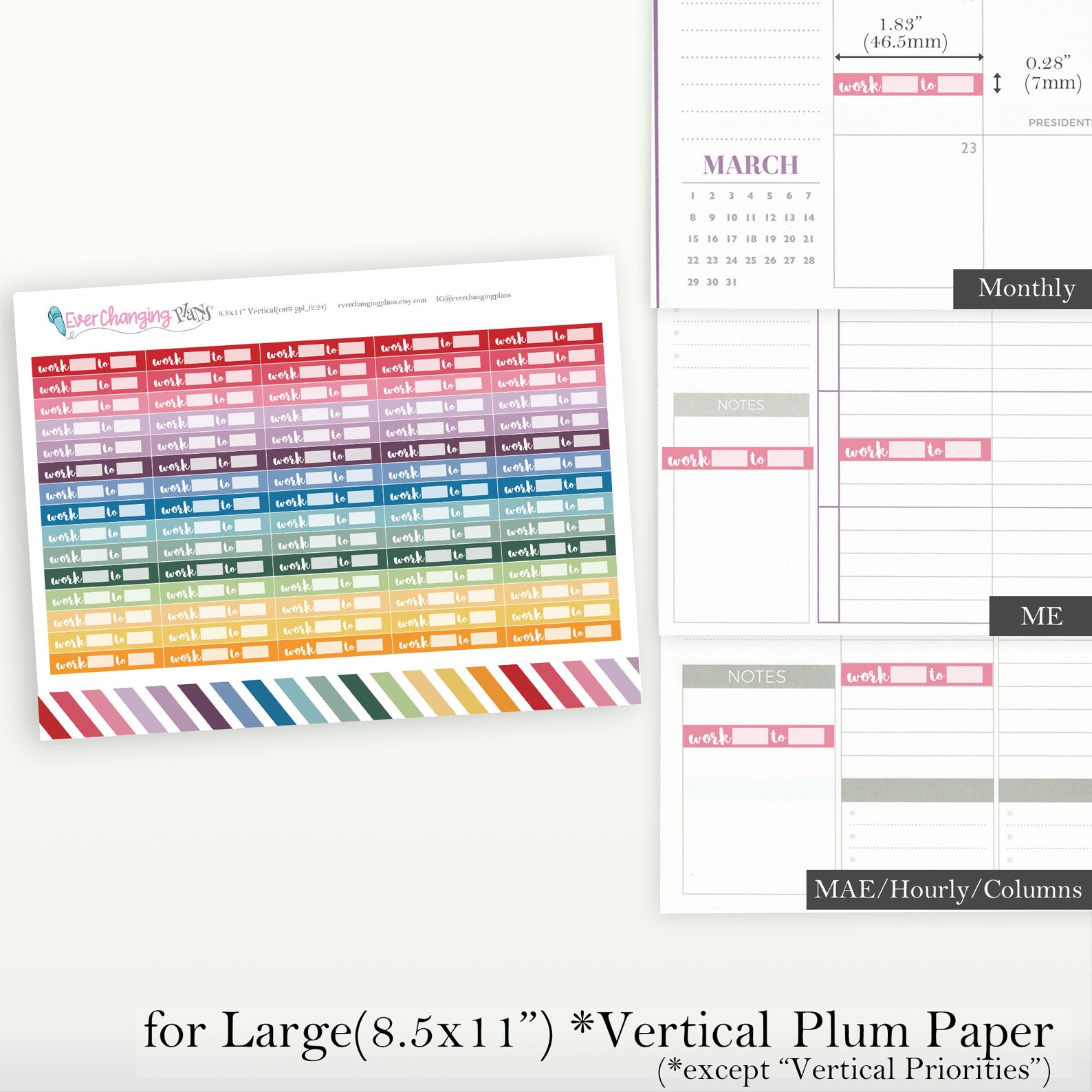 Work Schedule Planner Stickers for Plum Paper Planner Plum - Etsy