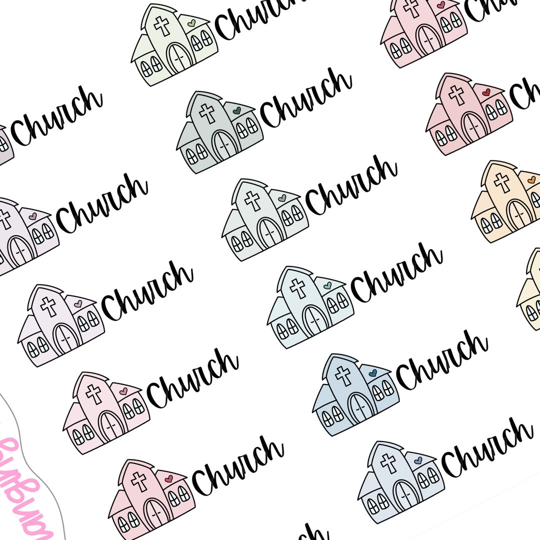 Church Text Icon Planner Stickers for Plum Paper Planner - Large - A5 ...