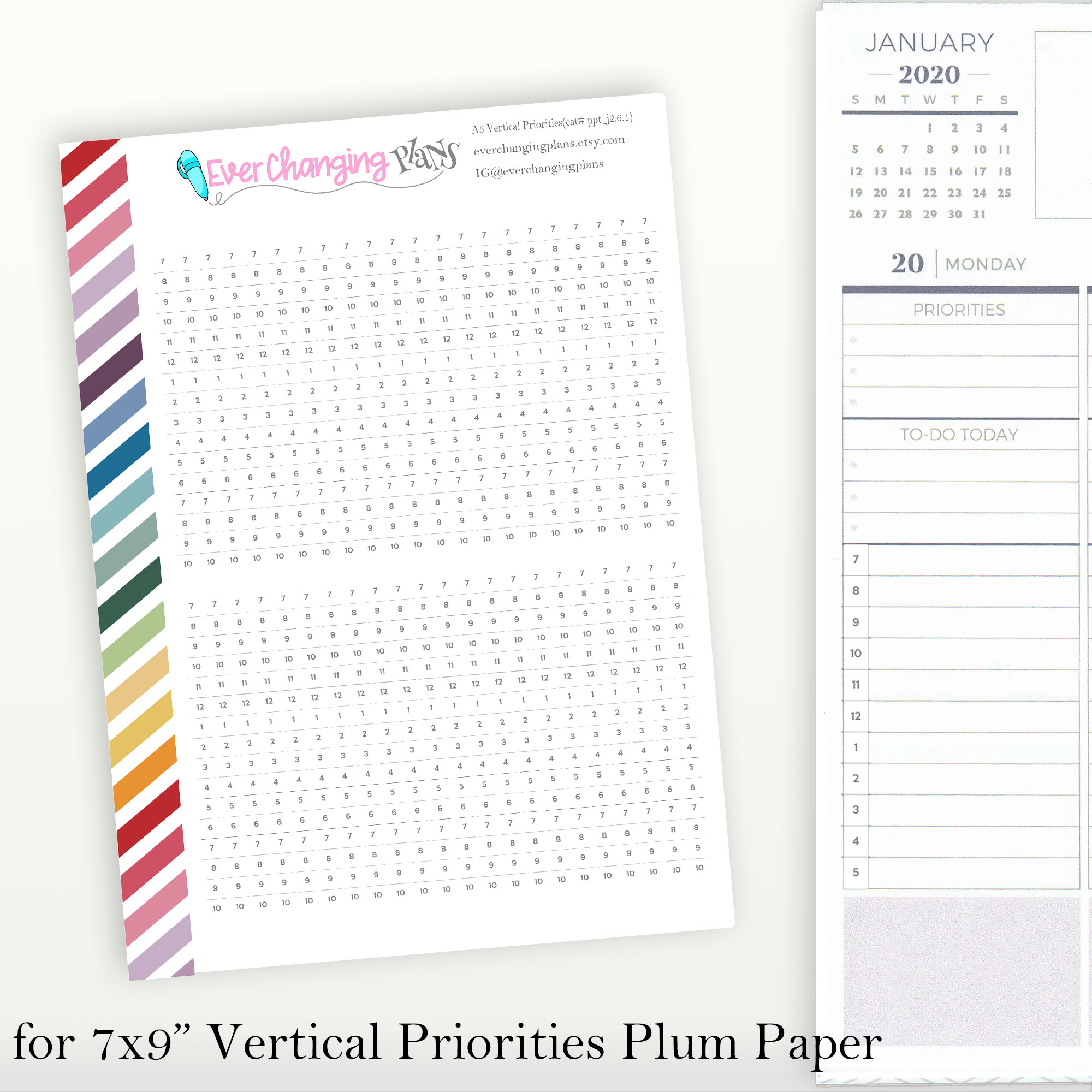 Time Strips Planner Stickers Vertical Priorities for Plum | Etsy