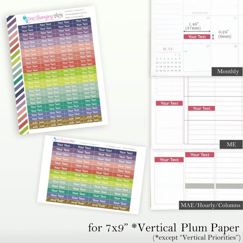 Custom Headers Plum Paper Vertical Layout Stickers Modern - Etsy