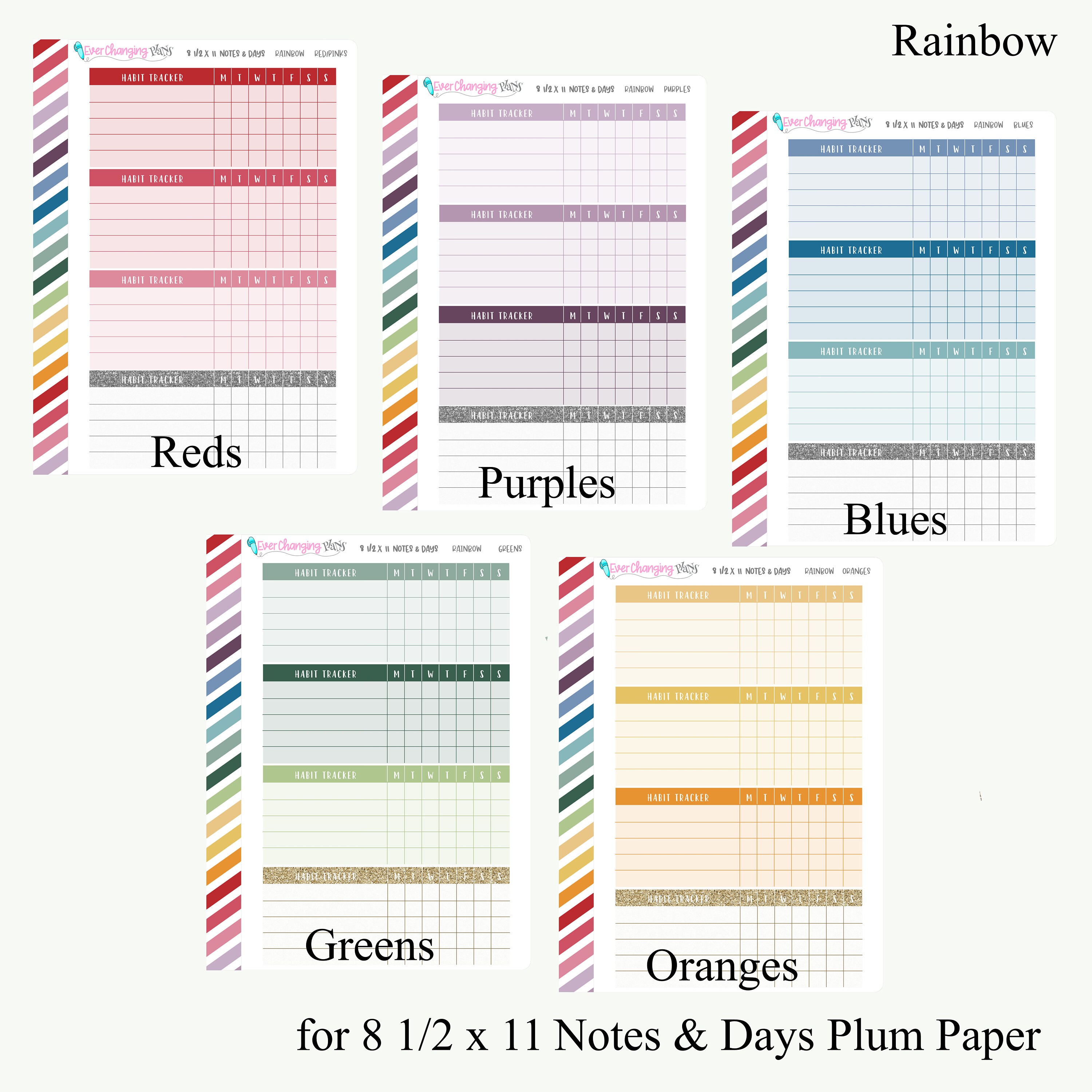 Habit Tracker Box Planner Stickers for Notes and Days Plum Paper ...