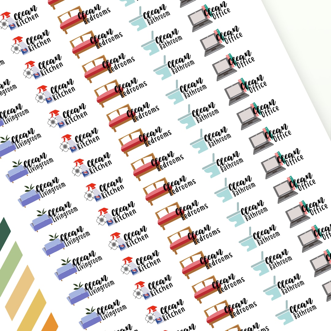 Cleaning Rooms Icon Planner Stickers for Plum Paper Planner - Bathroom ...