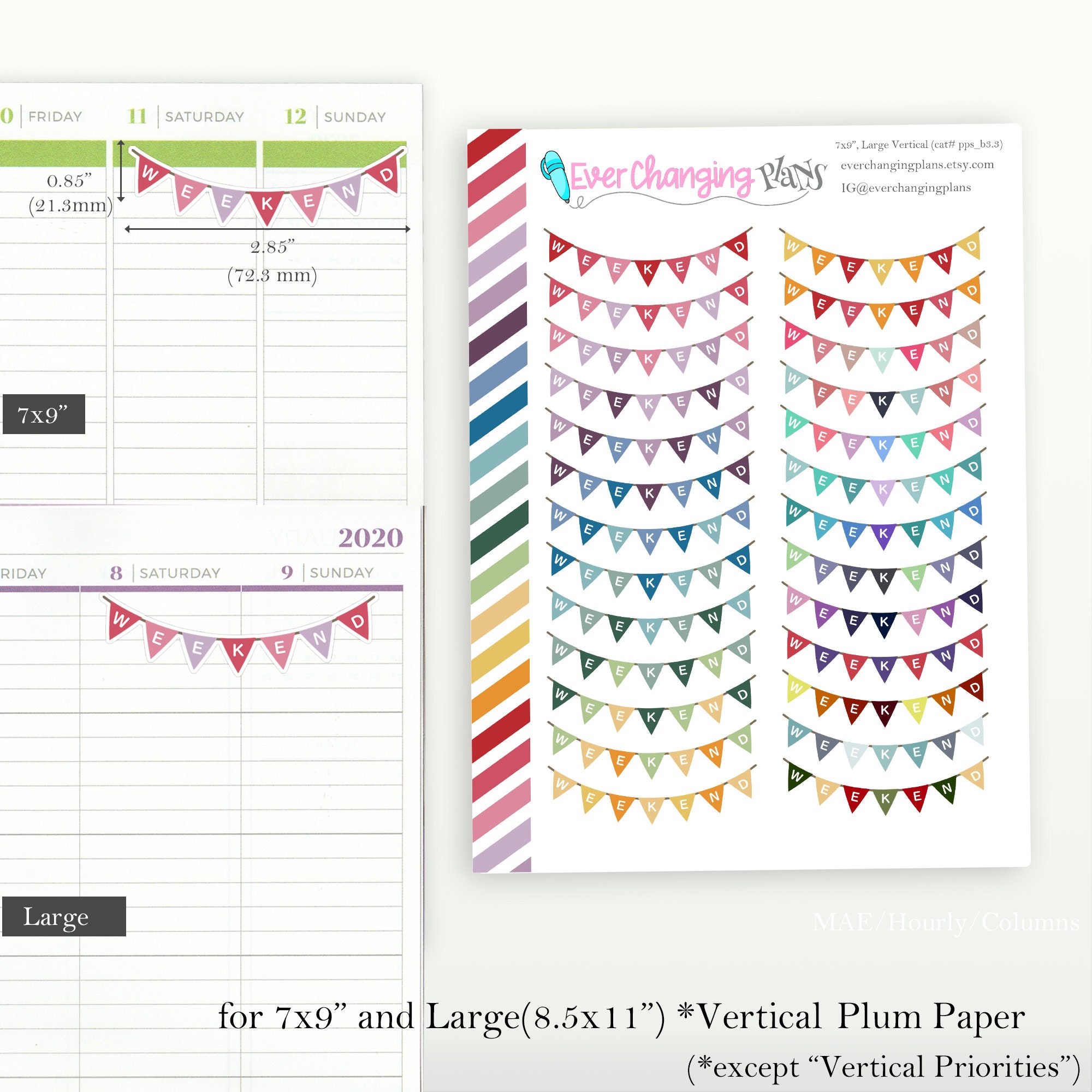 Weekend Banner Planner Stickers for Weekly Spread Plum Paper | Etsy