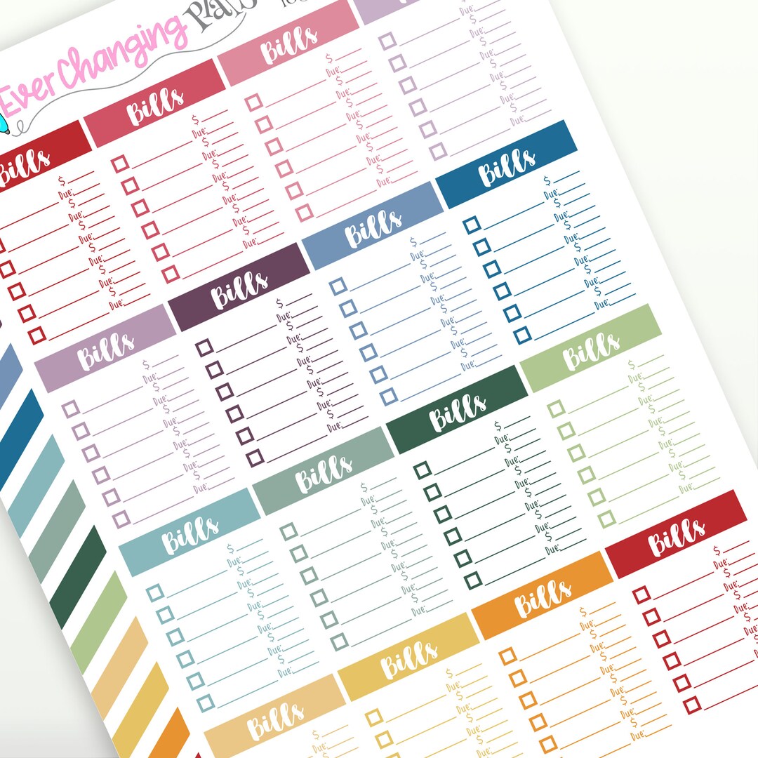 Bill Tracking Sidebar Stickers for Plum Paper Planners - Budget Weekly ...