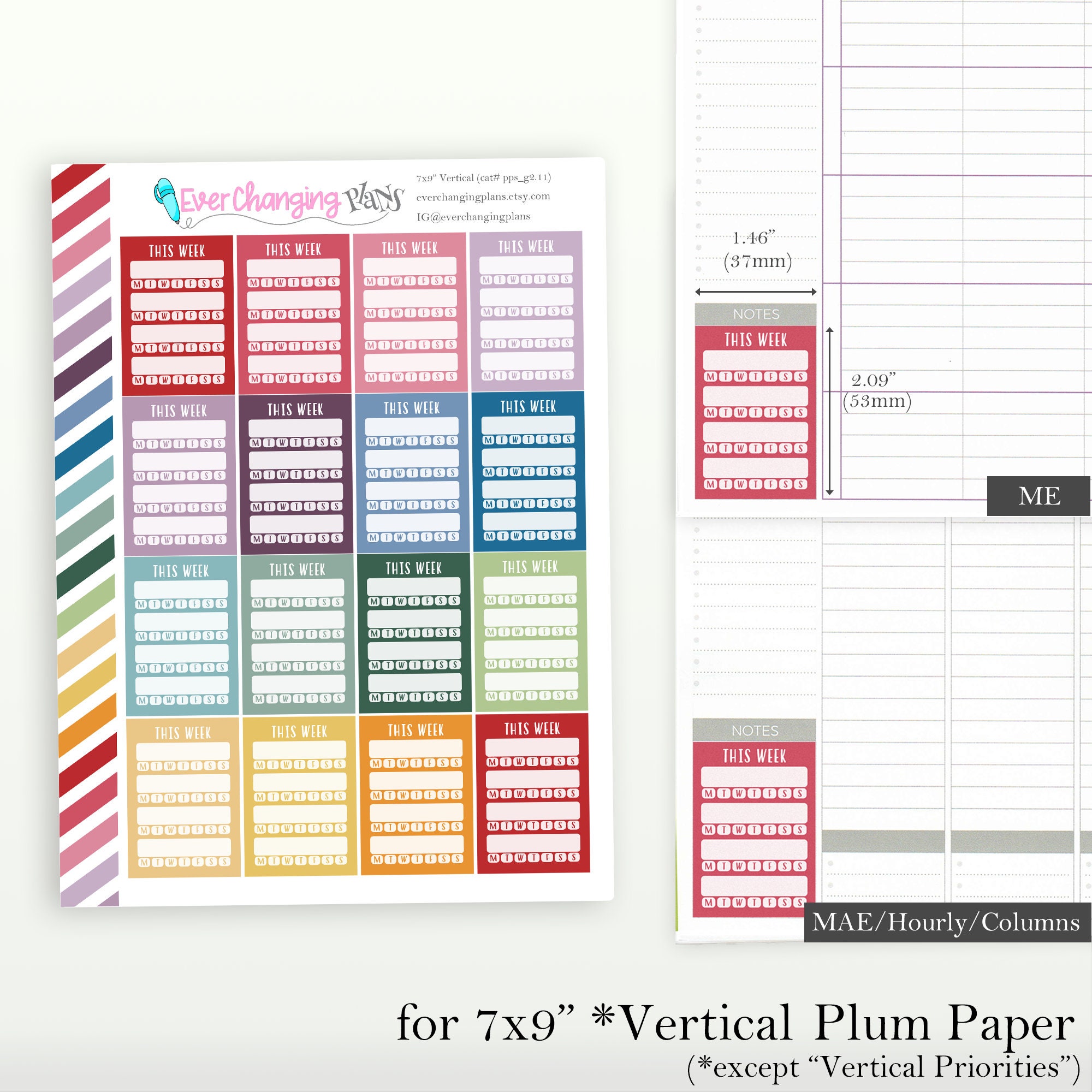 This Week Habit Tracker Sidebar Stickers for Plum Paper - Etsy