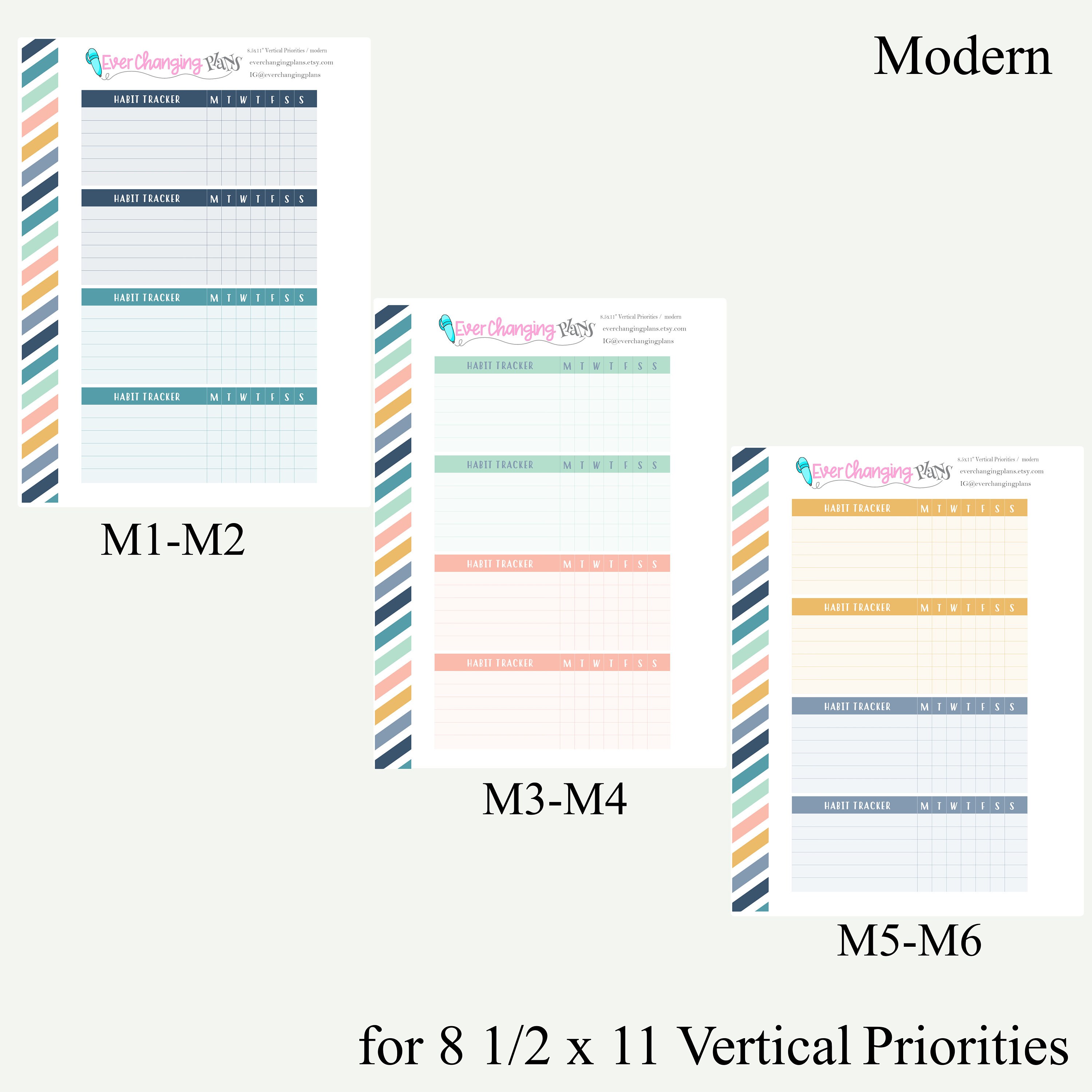 Habit Tracker Box VERTICAL PRIORITIES Planner Stickers Plum Paper ...