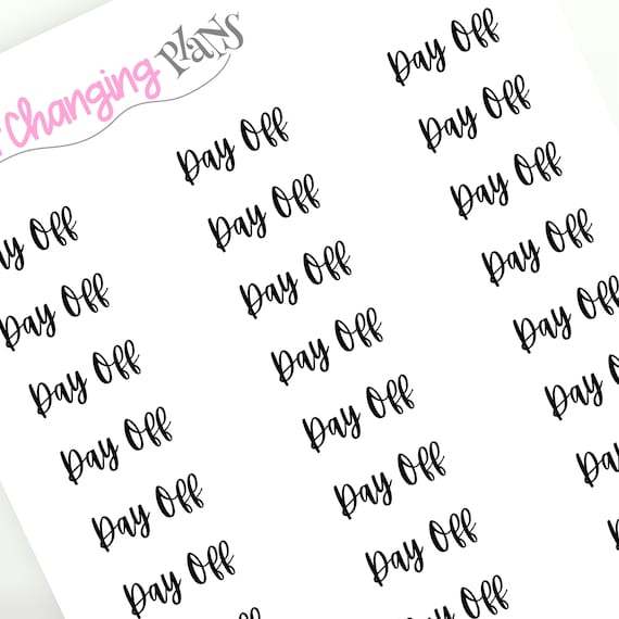 Day off Word Text Script Stickers Typography Stickers - Etsy