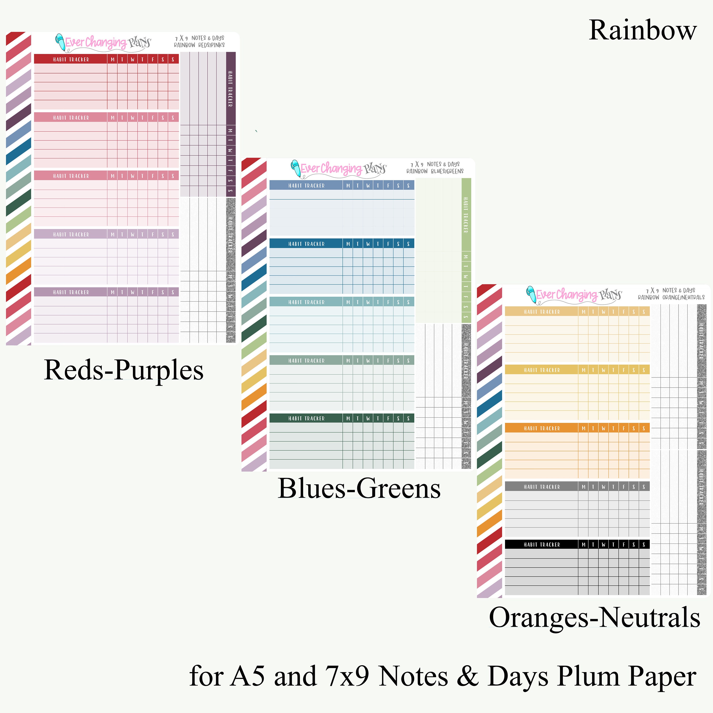 Habit Tracker Box Planner Stickers for Notes and Days Plum Paper ...