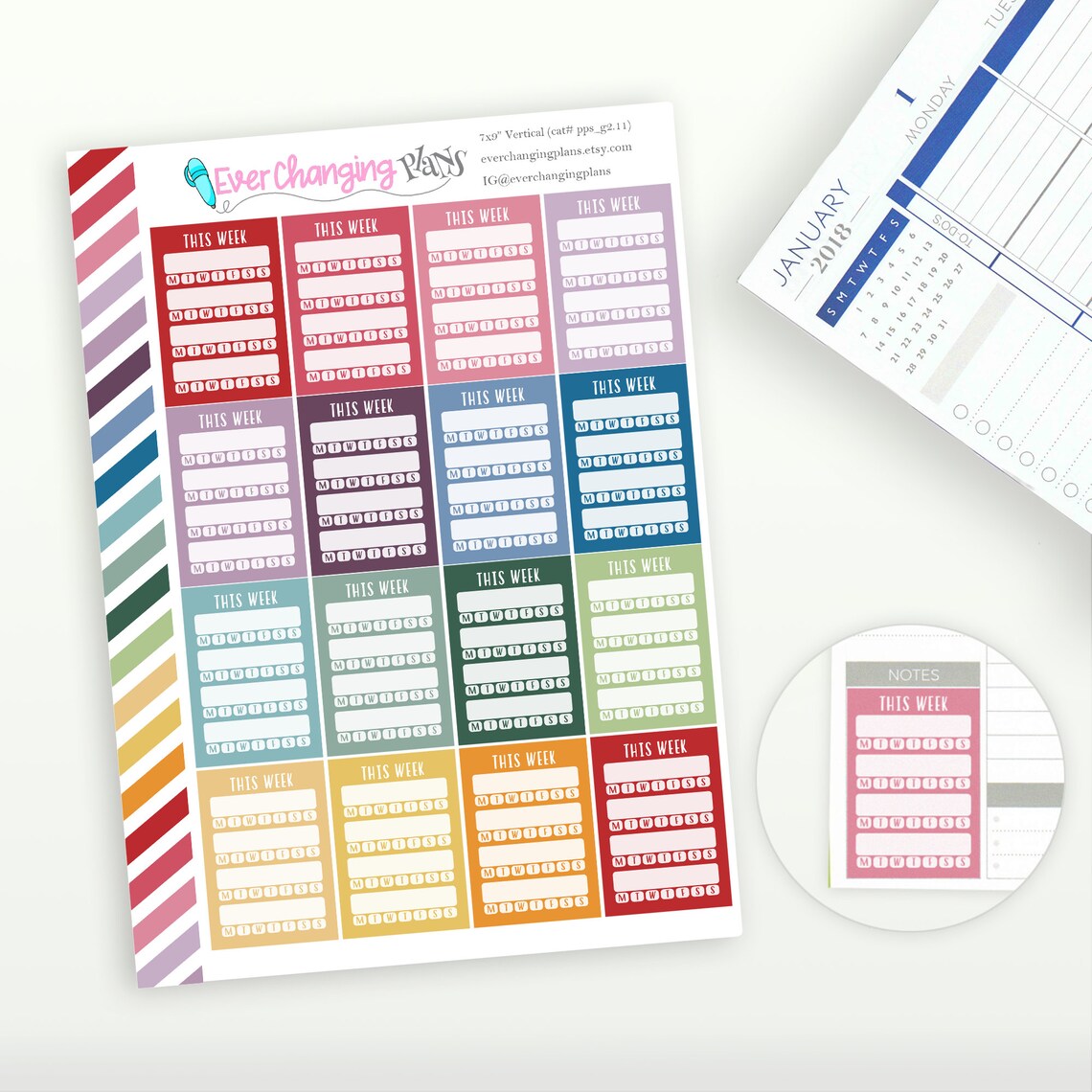 This Week Habit Tracker Sidebar Stickers for Plum Paper - Etsy