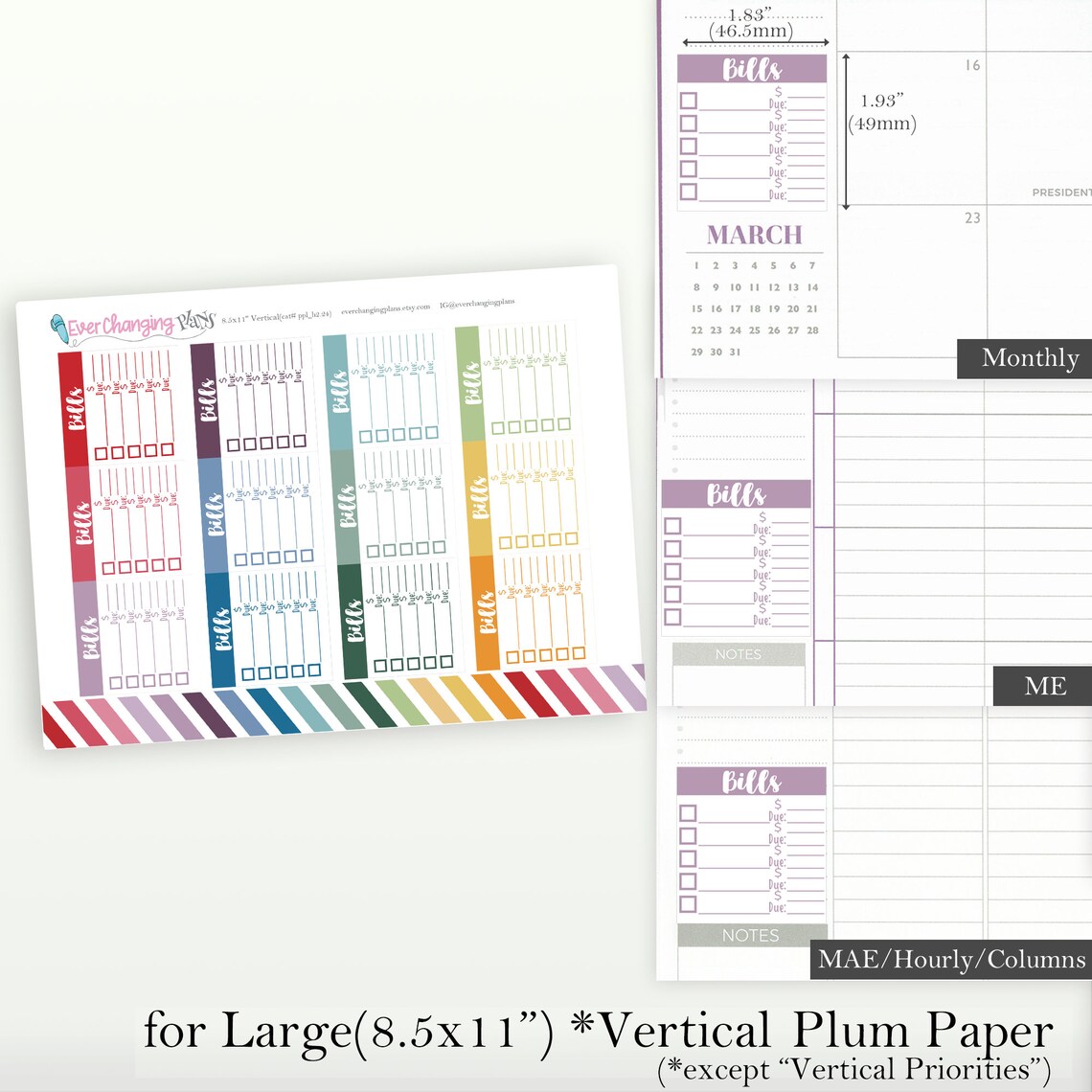 Bill Tracking Sidebar Stickers for Plum Paper Planners - Budget Weekly ...