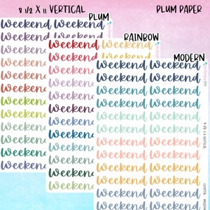 Weekend Script Vertical Layouts for Weekly and Monthly Layouts - Plum ...