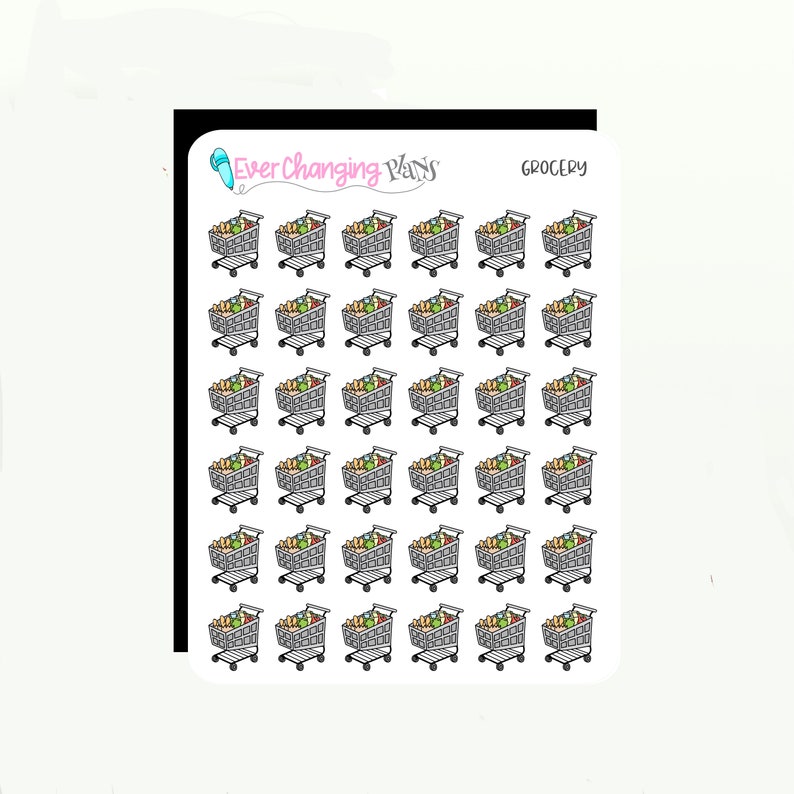 Grocery Cart Icon Planner Stickers for Plum Paper Planner - Grocery ...