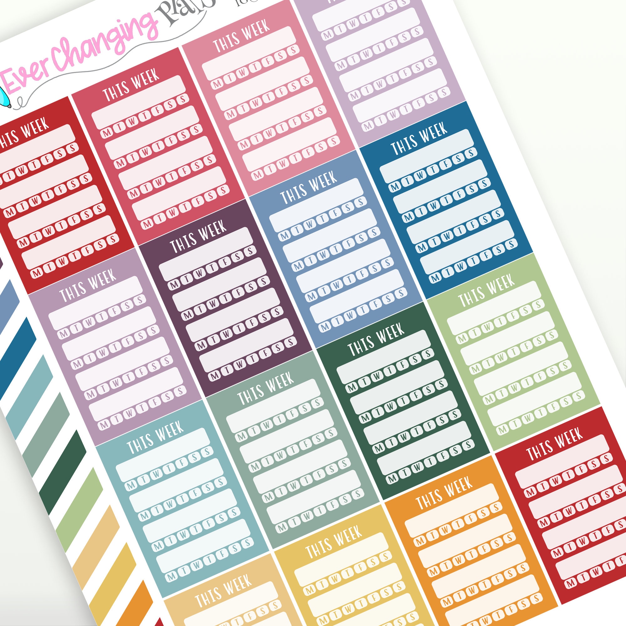 This Week Habit Tracker Sidebar Stickers for Plum Paper | Etsy