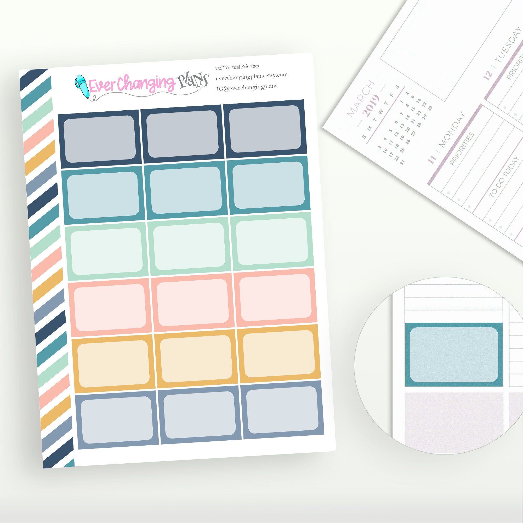Full Box Vertical Priorities Stickers for Plum Paper Planners - Etsy