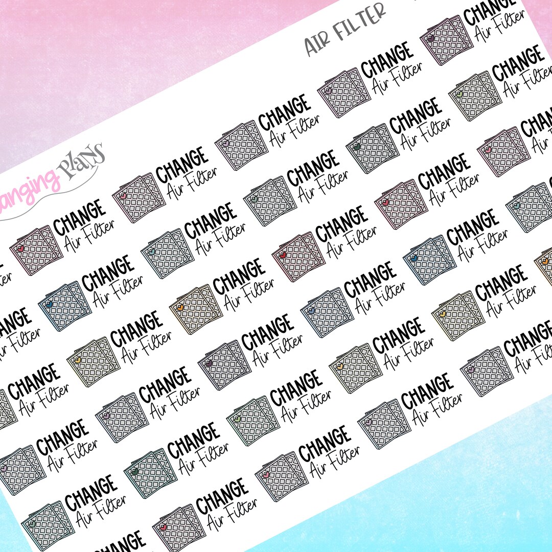 Change Air Filter Text Icon Planner Stickers for Plum Paper Planner ...