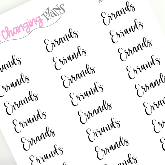 Errands Word Text Script Stickers Typography Stickers | Etsy