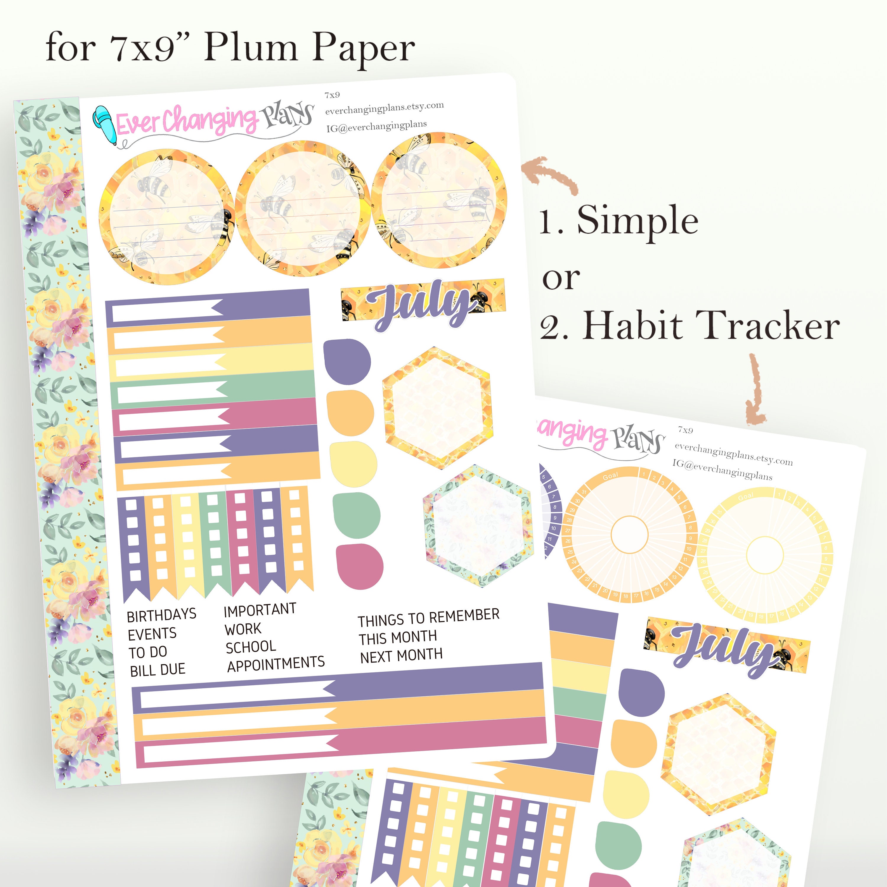 Paper, Party & Kids Plum Paper 7X9/A5 Monthly Tracker Highlight ...