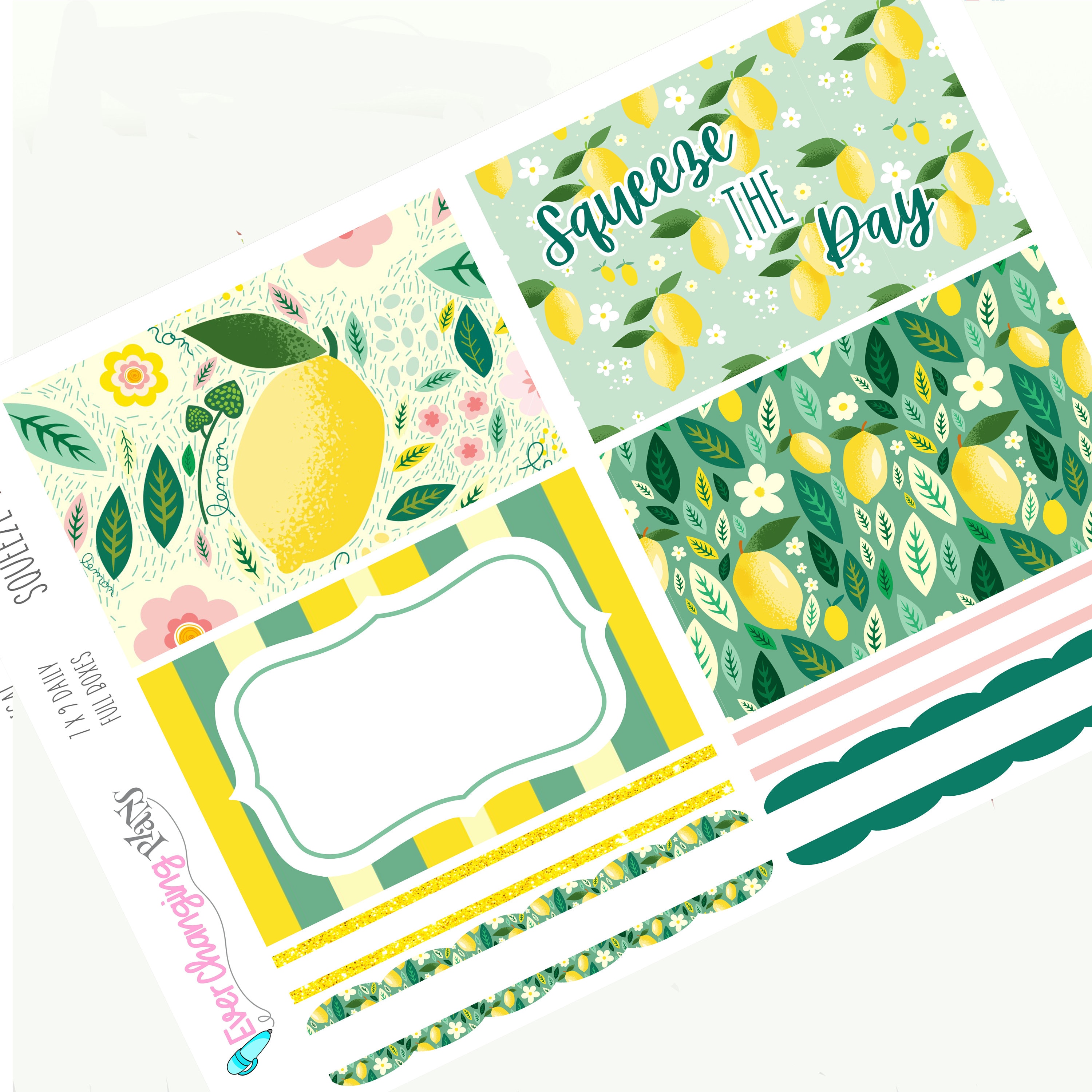 Lemon Summer Daily Plum Paper Kit - Squeeze the Day Daily Weekly ...